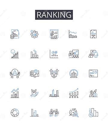 Ranking Line Icons Collection. Evaluation, Grading, Scoring, Rating ...