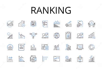 Ranking Line Icons Collection. Evaluation, Grading, Scoring, Rating ...