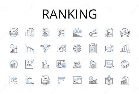 Ranking Line Icons Collection. Evaluation, Grading, Scoring, Rating ...