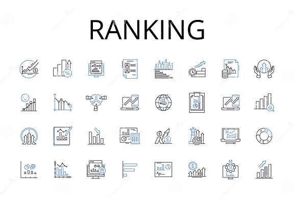 Ranking Line Icons Collection. Evaluation, Grading, Scoring, Rating ...