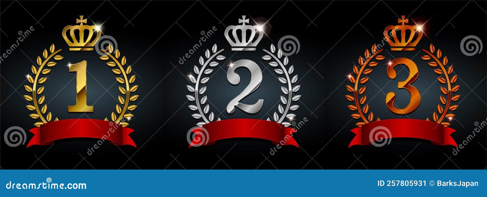 Ranking Medal Icon Illustration Set Gold, Silver, Bronze Stock Vector ...