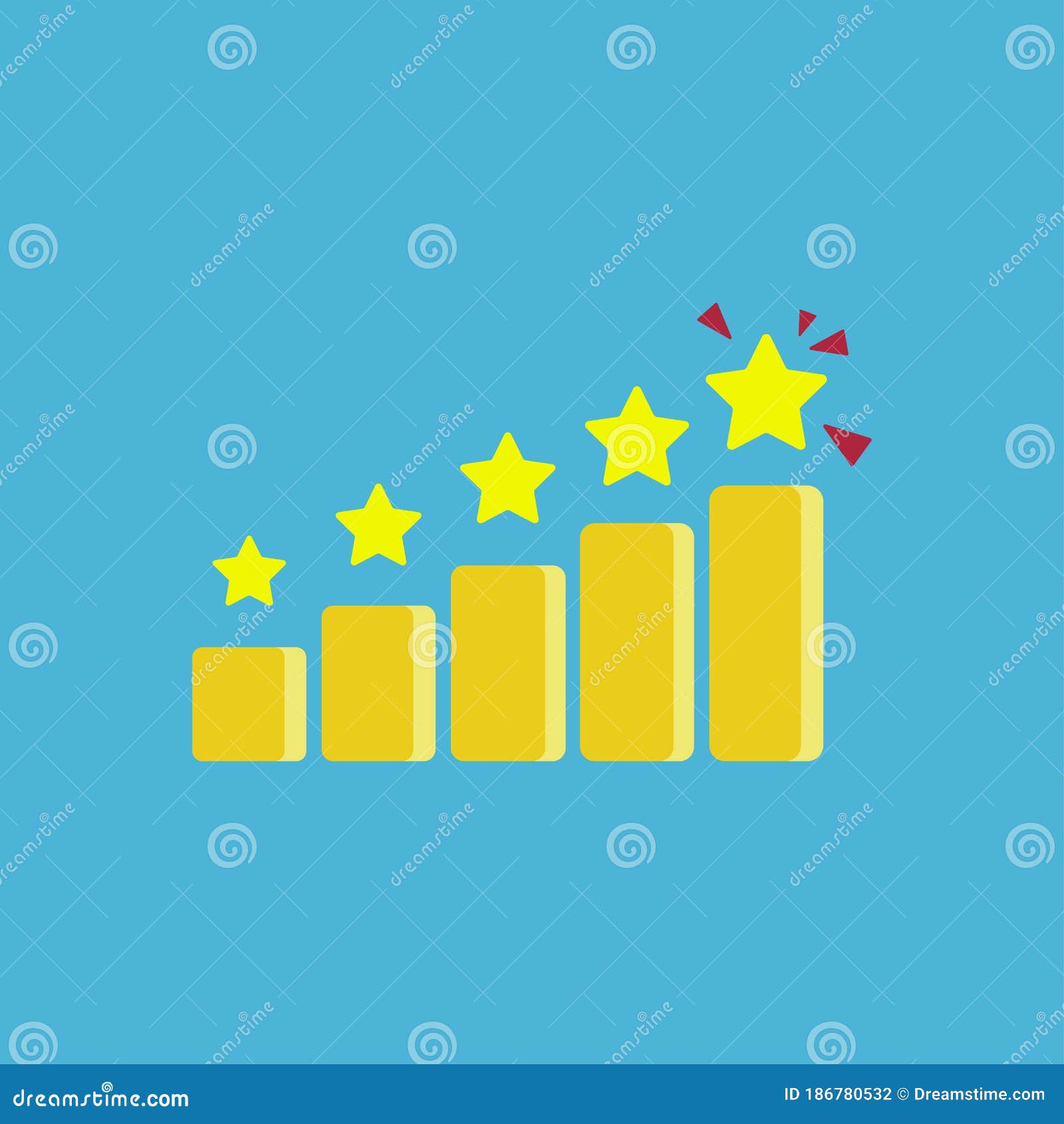Ranking Five Star Vector Illustation. Gold And Silver Star Rating Icons ...
