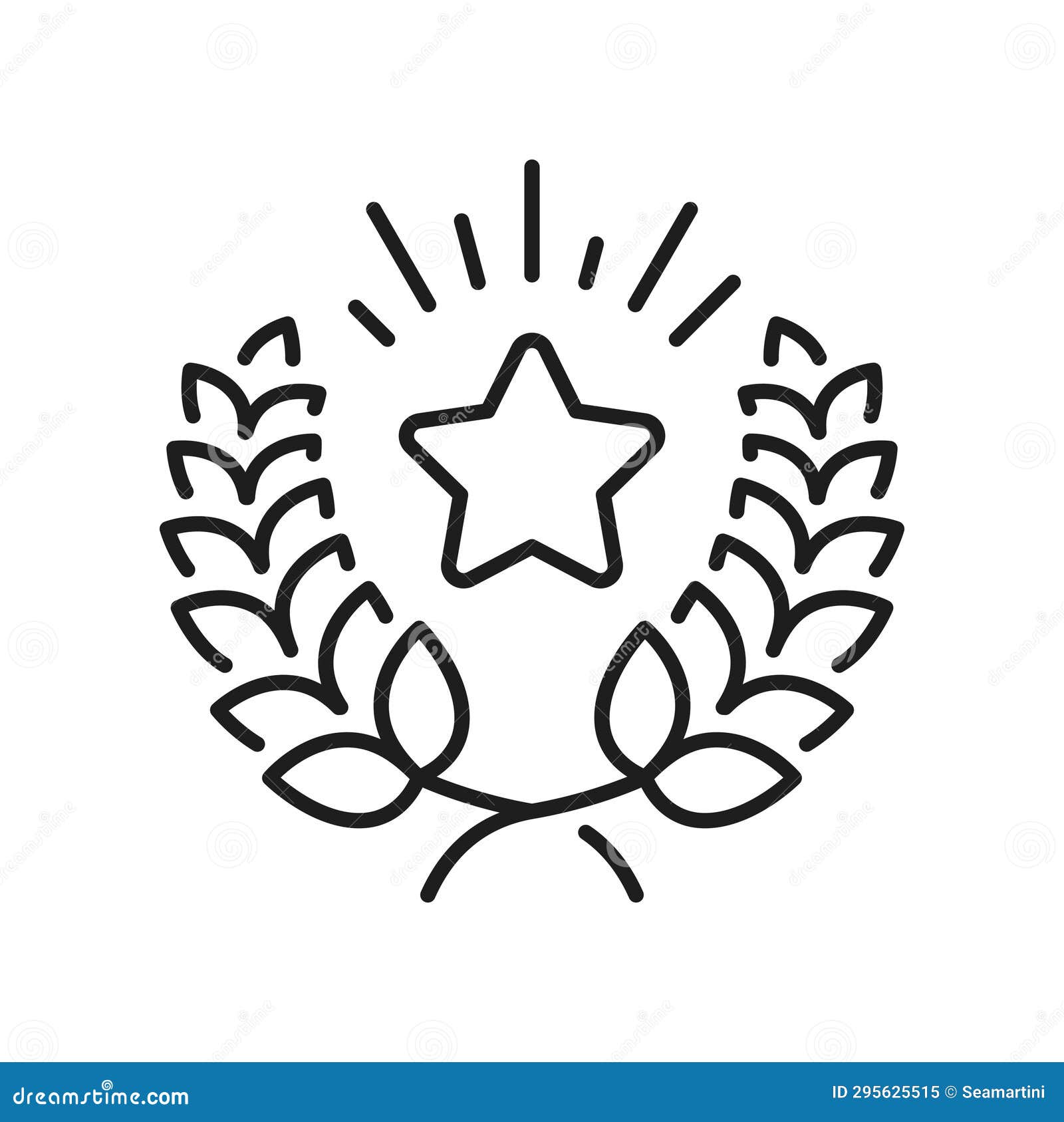 Ranking Star Prize Award with Laurel Branches Icon Stock Vector ...