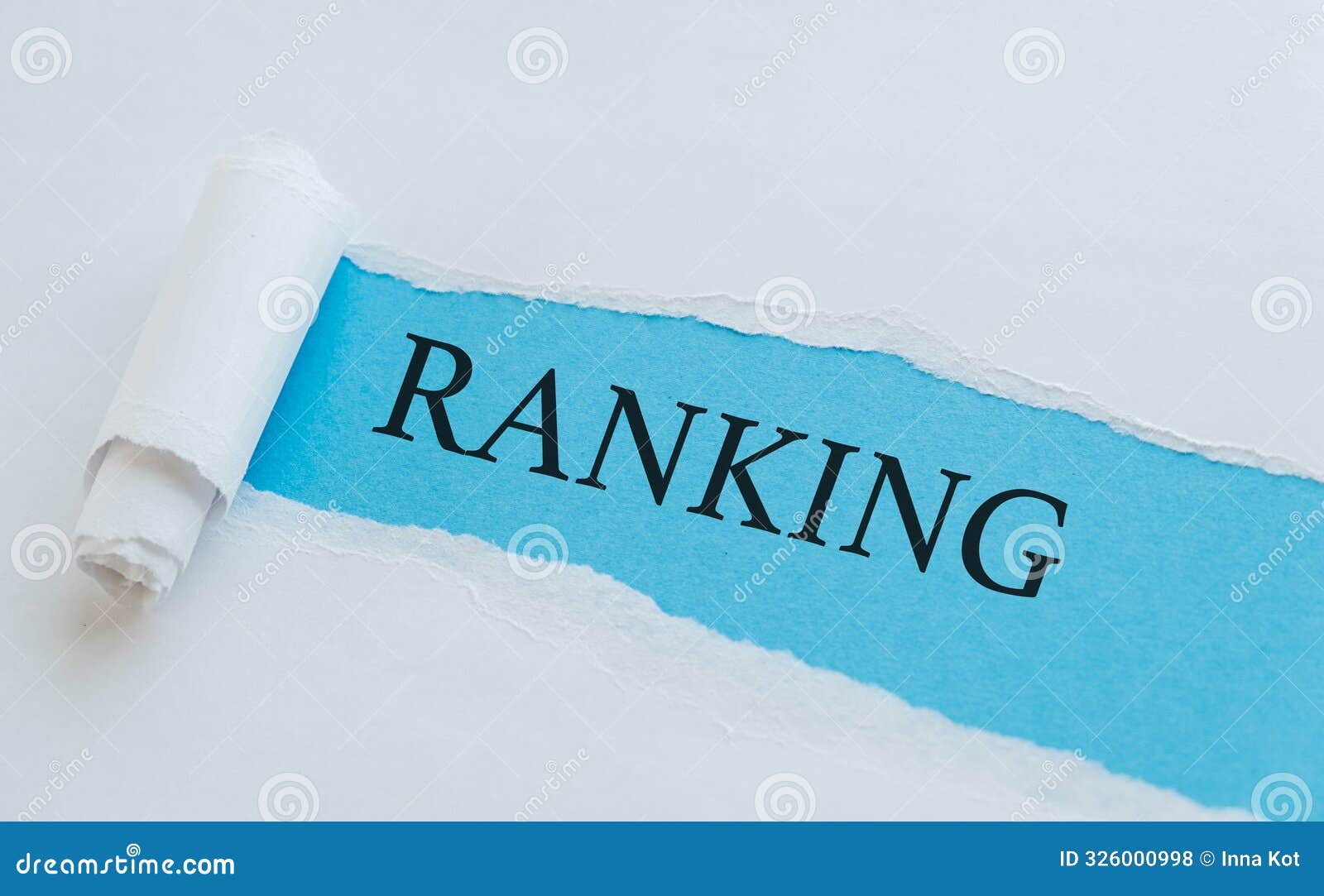 Ranking Text on Blue Envelope and Torn Paper. Concept Image. Stock ...
