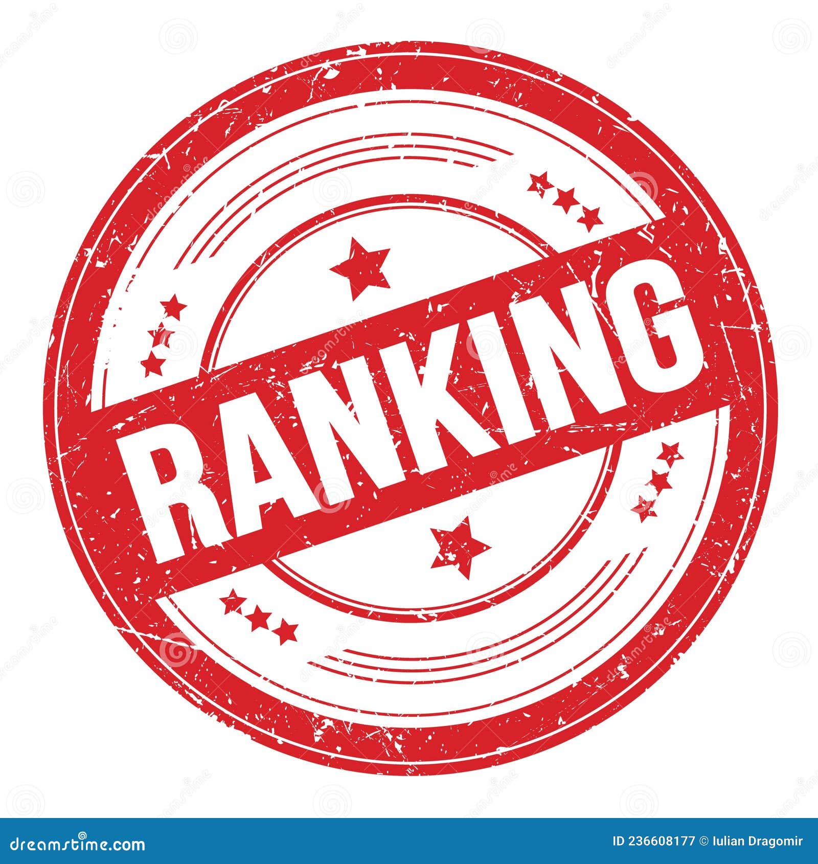 RANKING Text on Red Round Grungy Stamp Stock Illustration ...