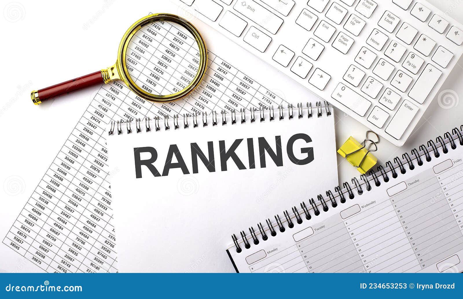 RANKING Text Written on Notebook on Chart with Keyboard and Planning ...