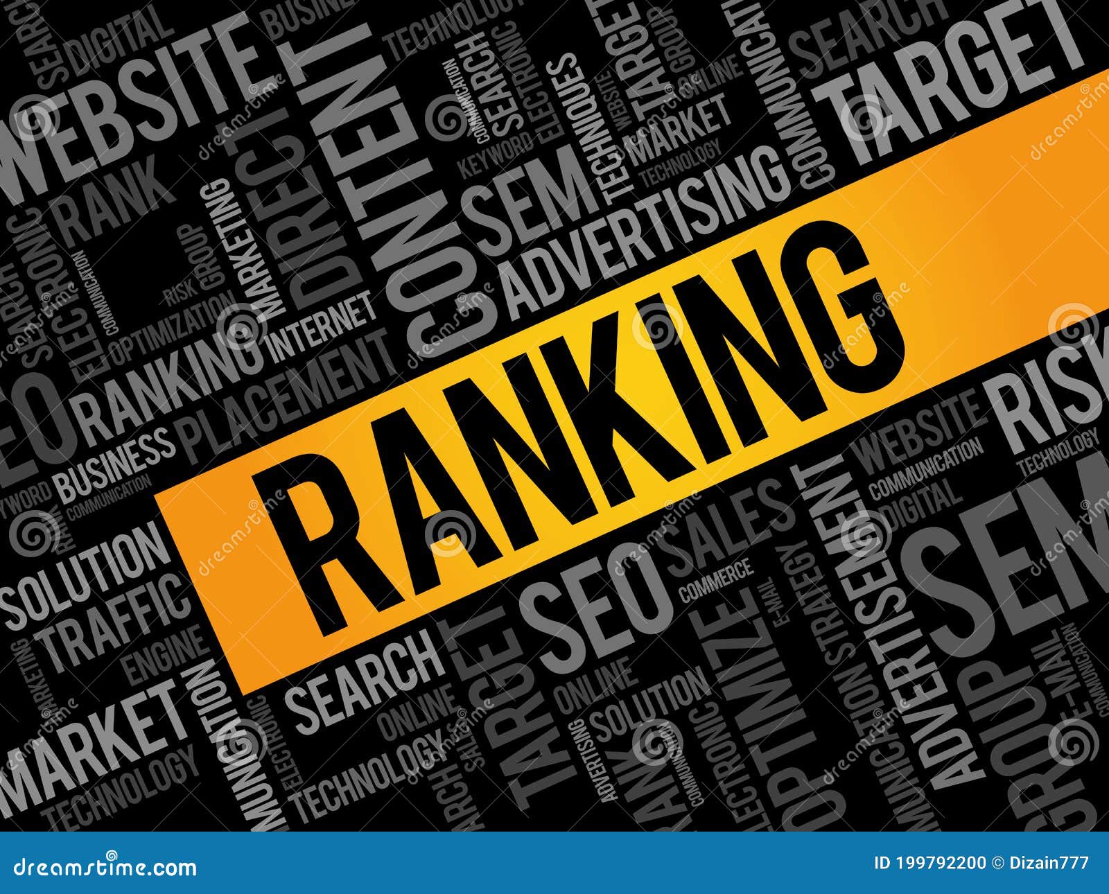 RANKING word cloud stock illustration. Illustration of meta - 199792200