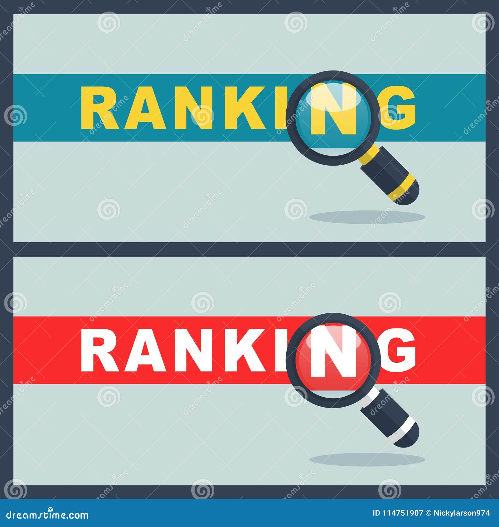 Ranking Word with Magnifier Concept Stock Vector - Illustration of lens ...