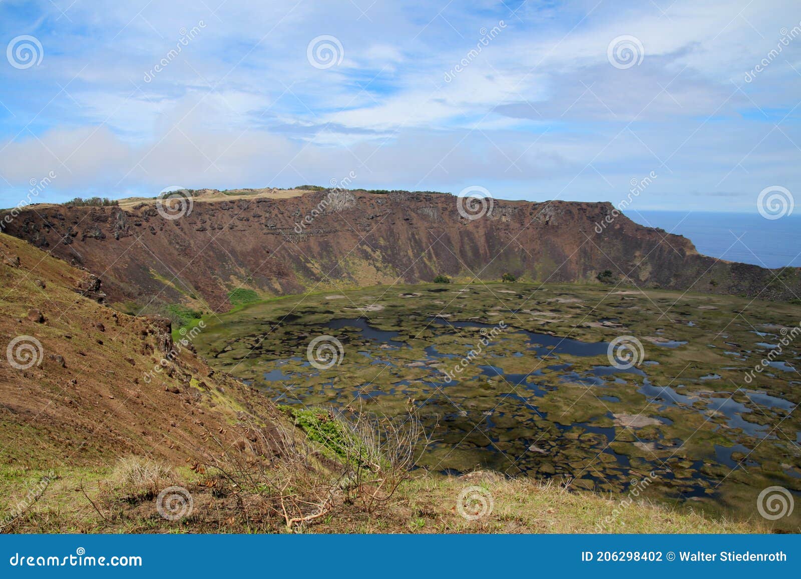Caldera of the Volcano Rano Kau Easter Island Stock Photo - Image of ...