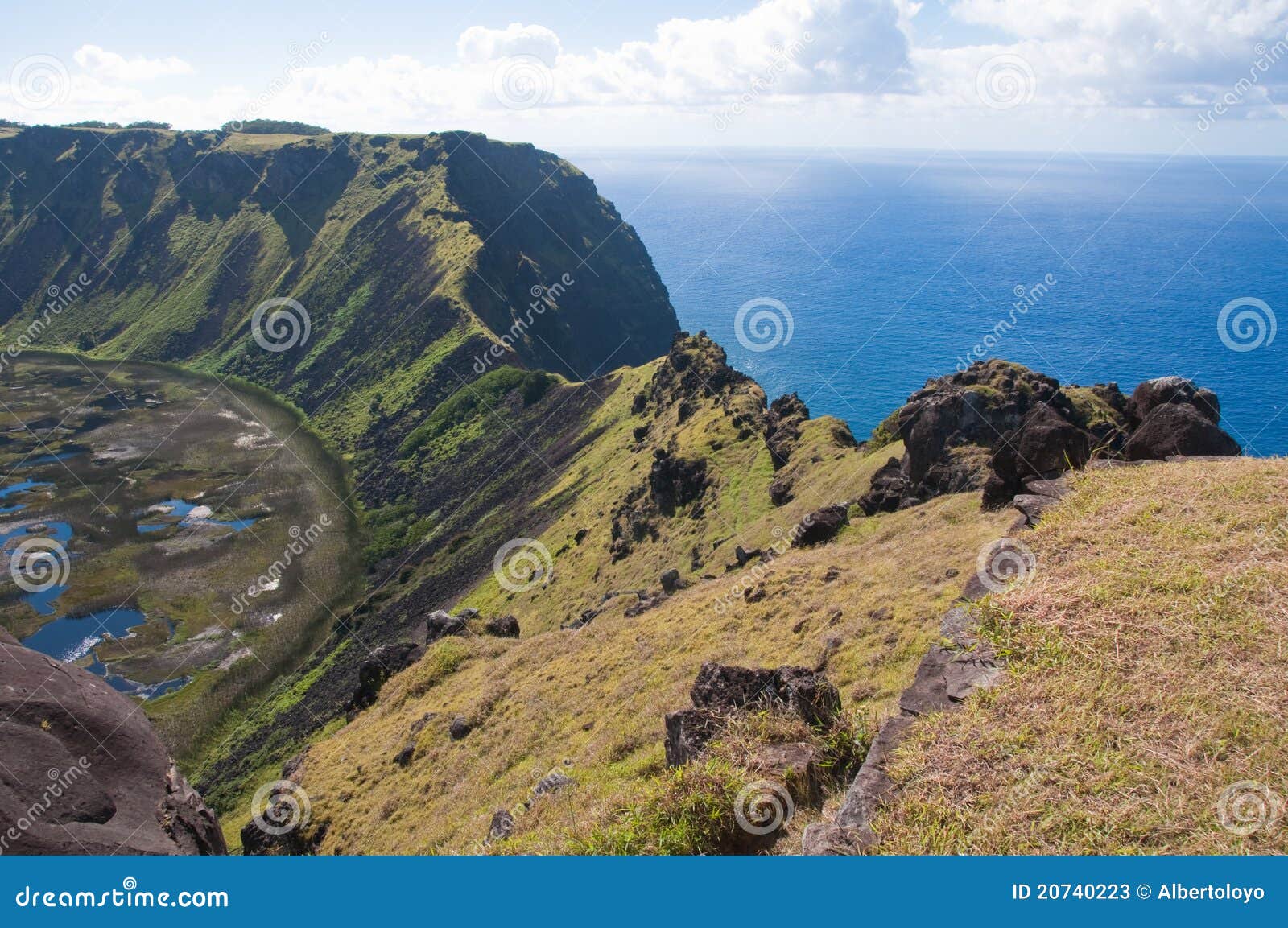 Rano Kau Volcano, Easter Island Stock Image - Image of scenery, island ...