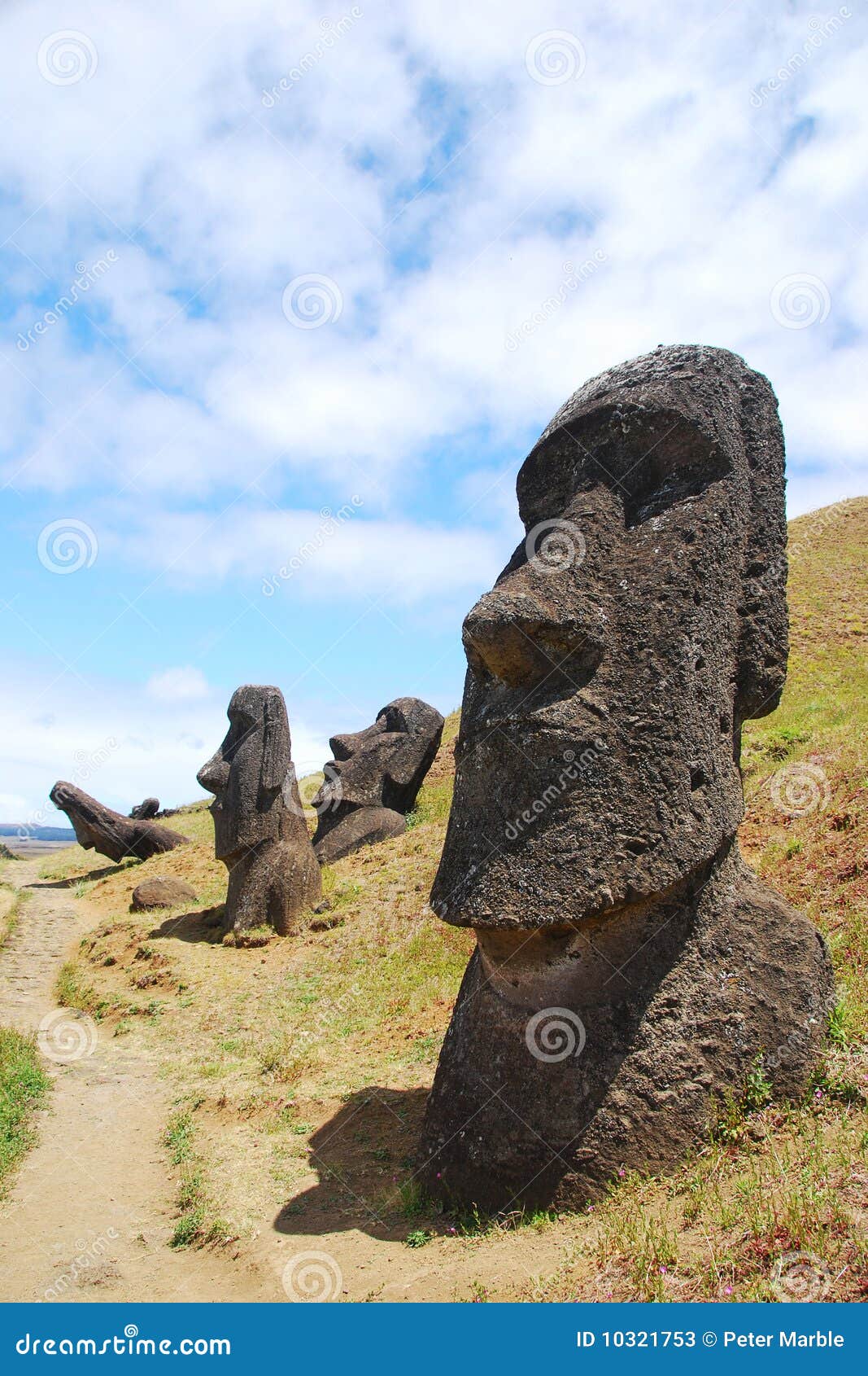 Rano Raraku Quarry on Easter Island Stock Image - Image of chile ...