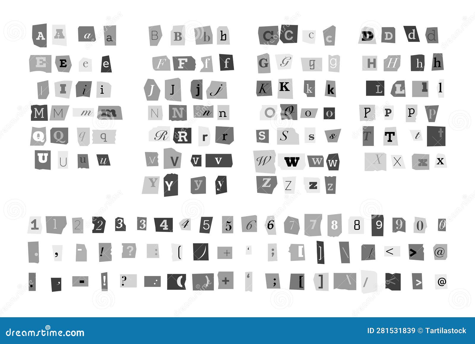 Ransom Black Font. Black Anonymous Cutout Notes, Uppercase and ...