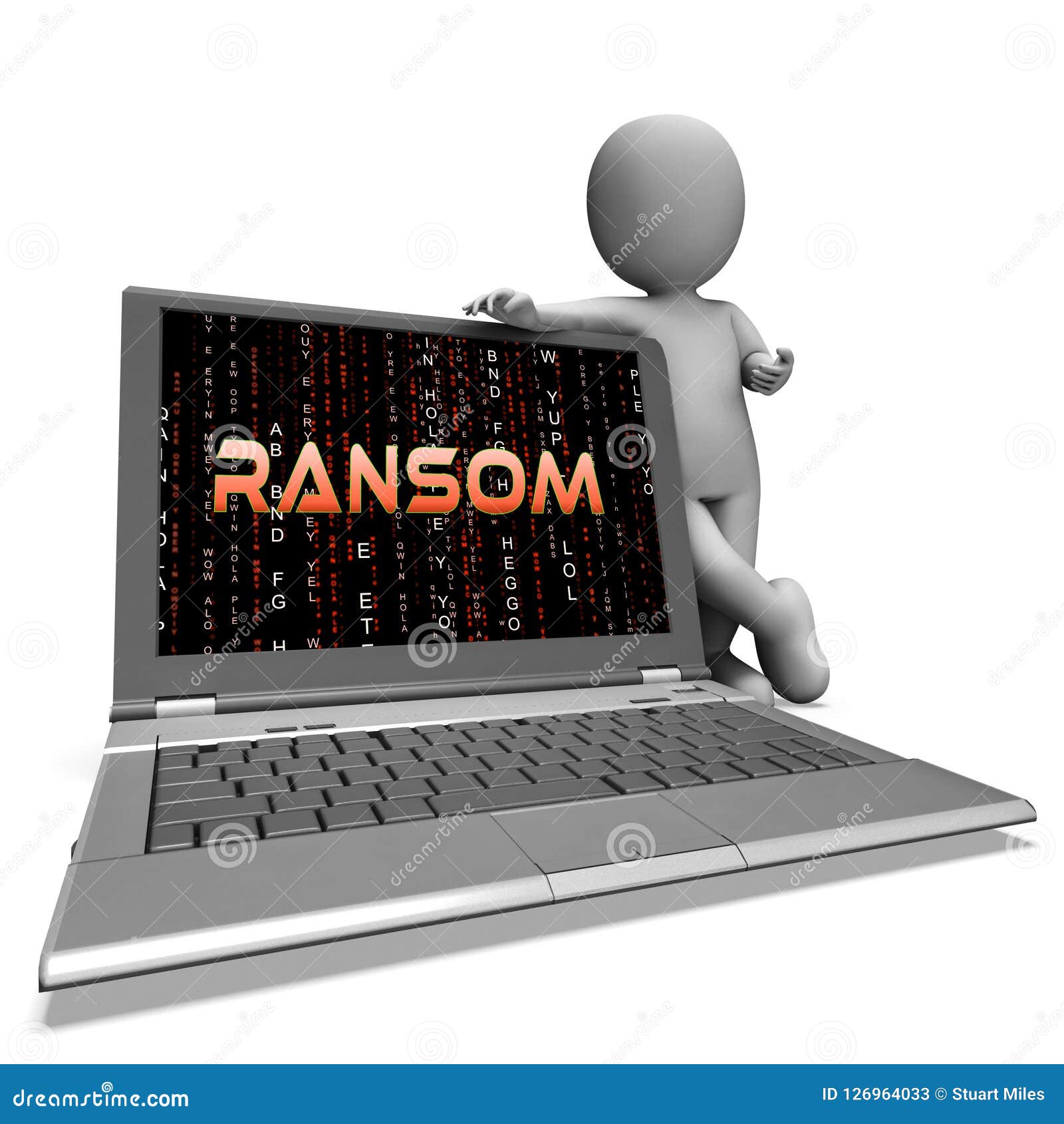 Ransom Computer Hacker Data Extortion 3d Rendering Stock Illustration ...