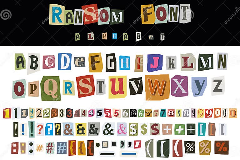 Ransom Font Collage Style Vector Letters Alphabet Stock Vector ...
