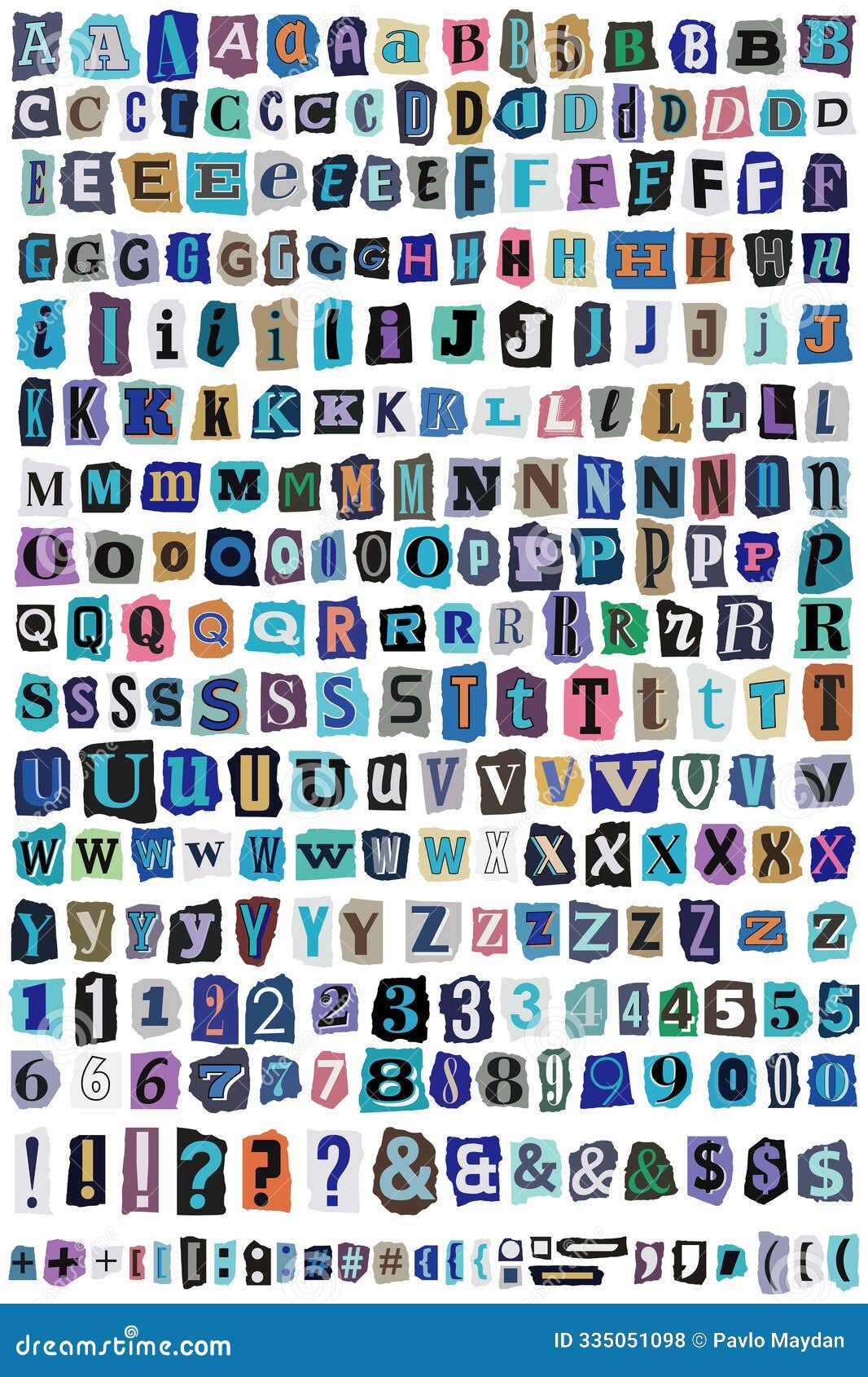 Ransom Letters Newspaper Text Cutout Vector Alphabet | CartoonDealer ...