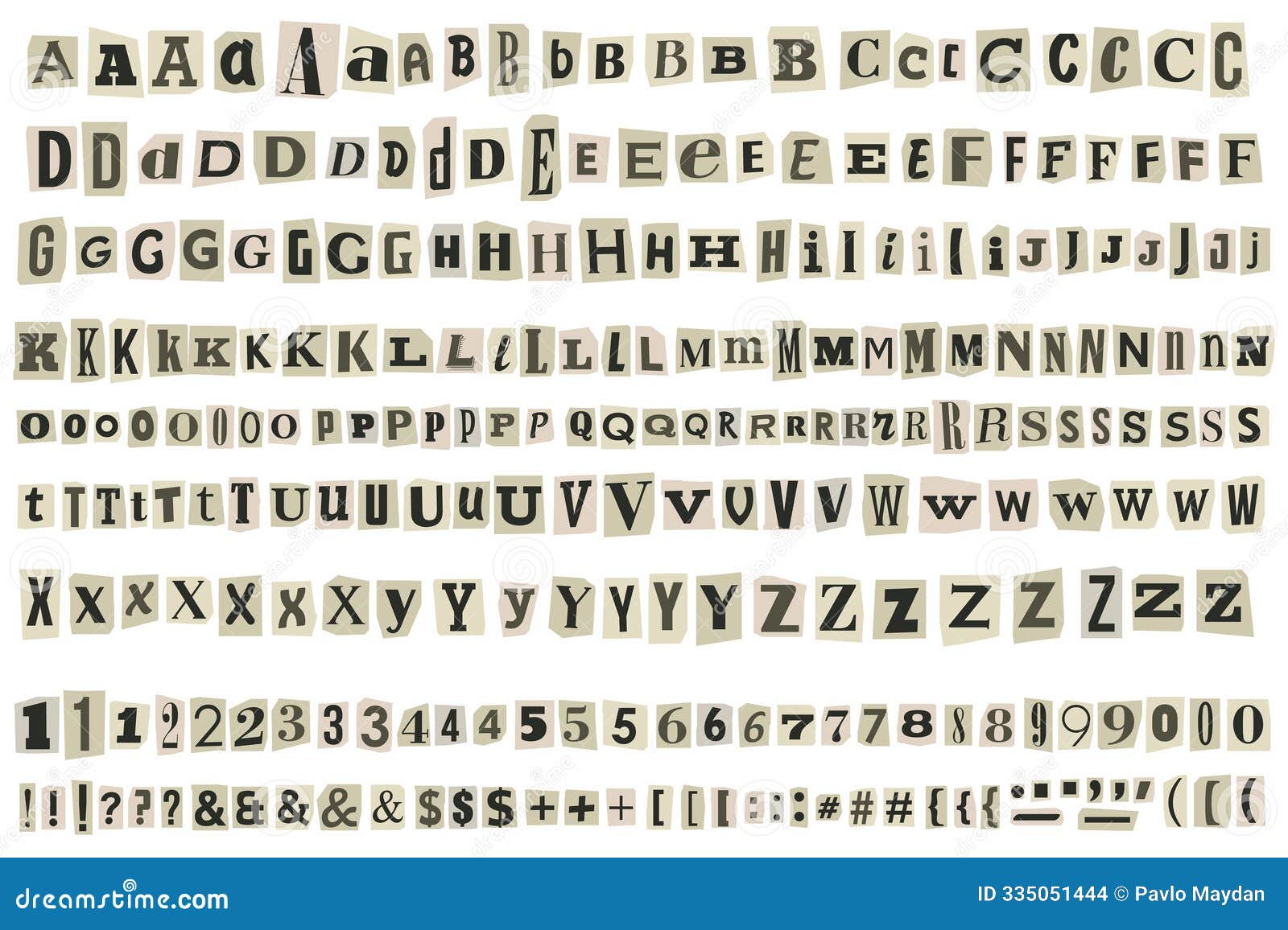 Ransom Letters Newspaper Text Cutout Vector Alphabet Stock Vector ...