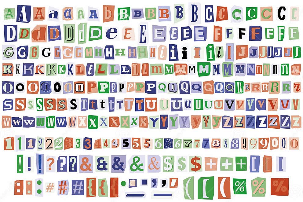 Ransom Letters Notes Collage Style Vector Alphabet Stock Vector ...