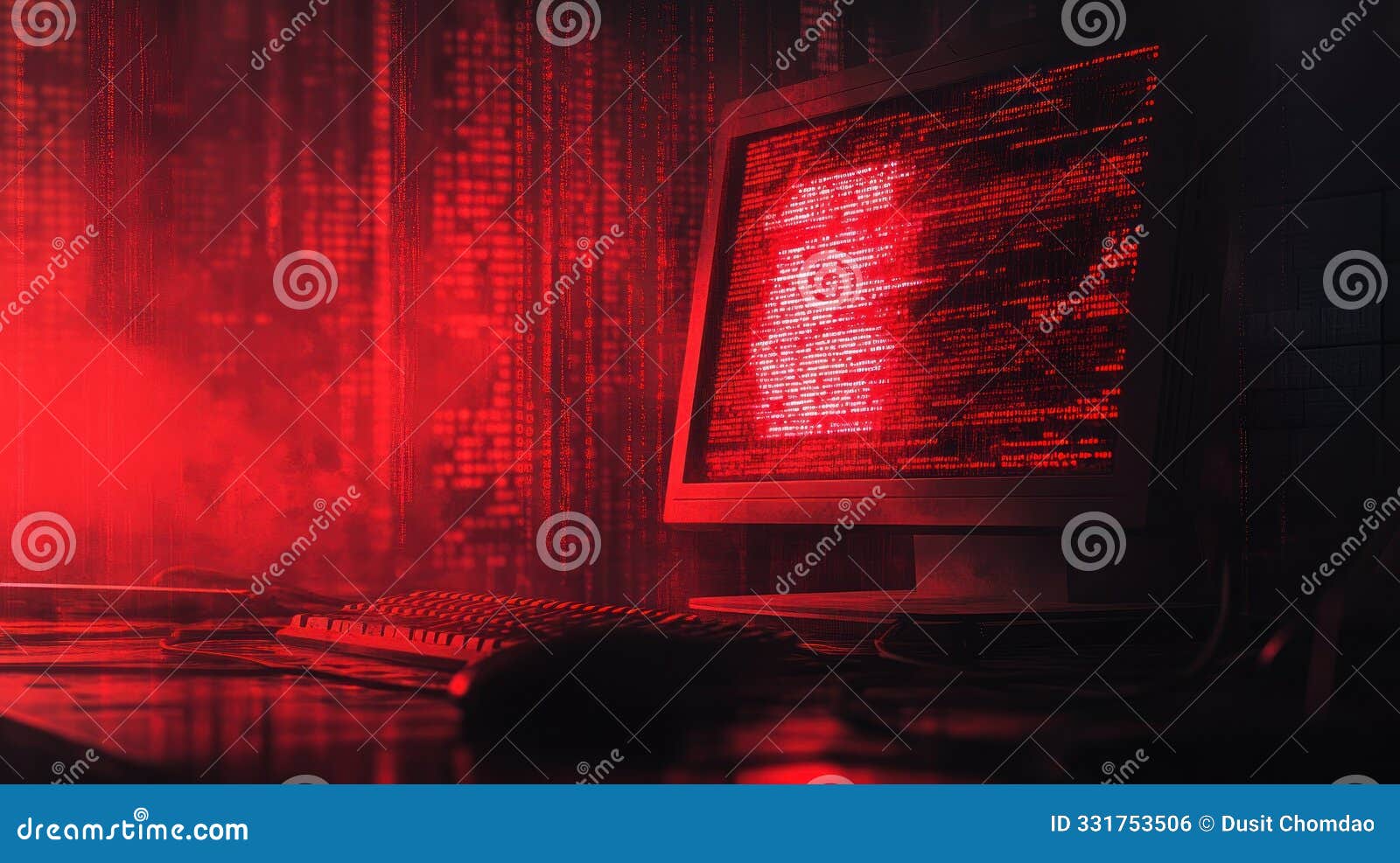 Ransomware Attack Illustration, an Alert Message on a Compromised ...