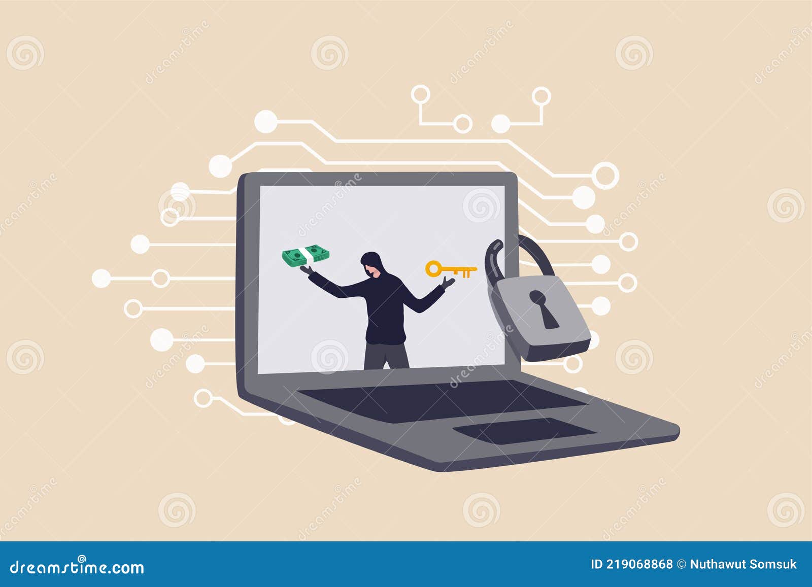 Ransomware Computer Crime, Hacker Attack Company Network Ask for Money ...