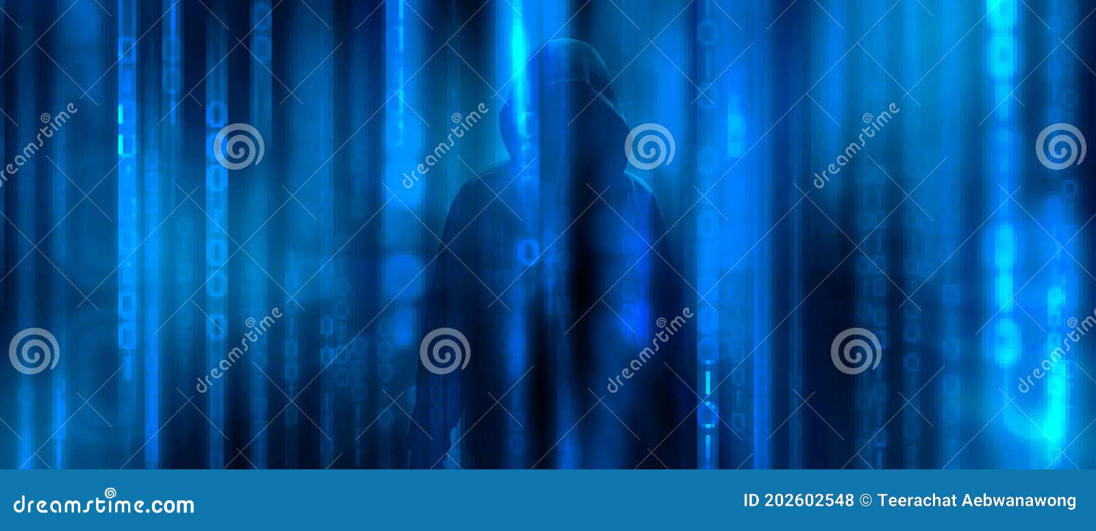 Ransomware Concept. Abstract Digital Background with Anonymous Man of ...