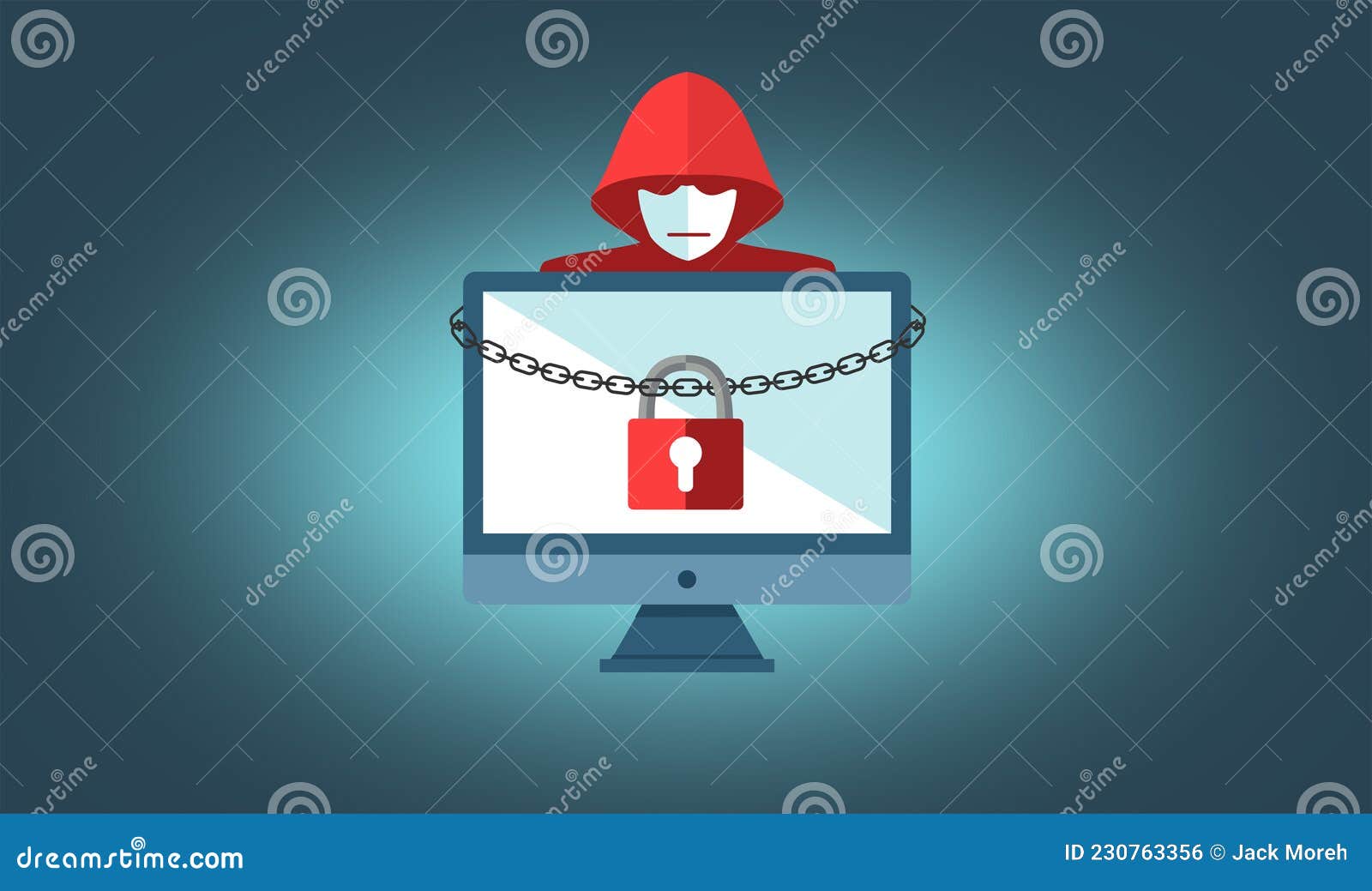 Ransomware Concept with Hooded Hacker - on-Line Security Stock ...