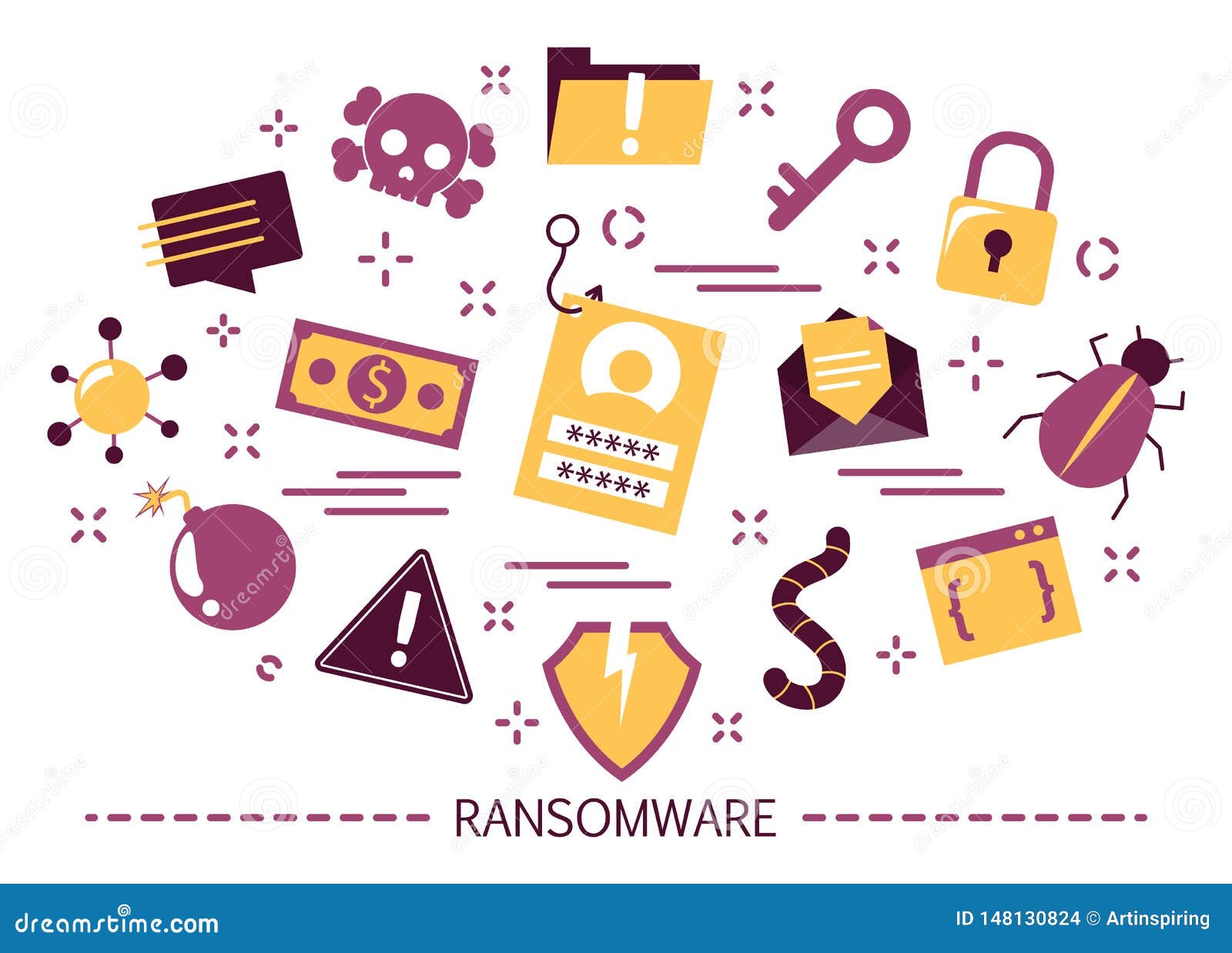 Ransomware Concept. Idea of Virus on the Computer Stock Vector ...