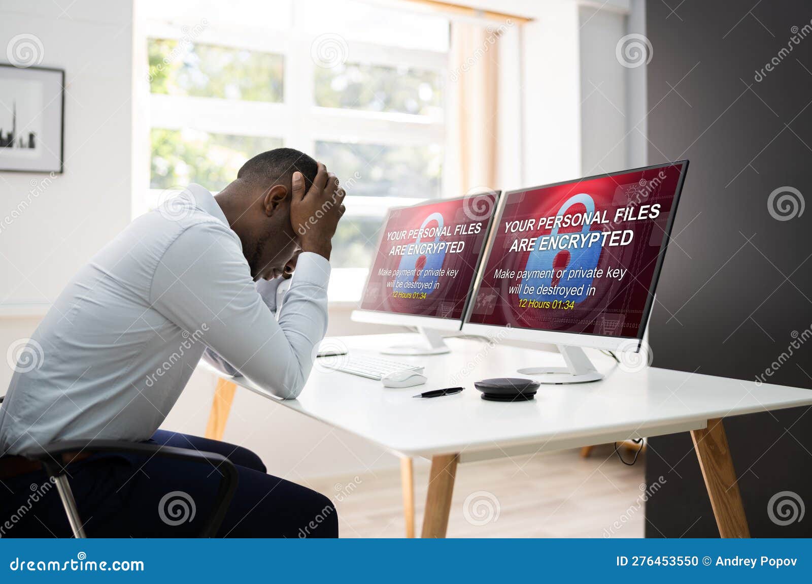 Ransomware Cyber Attack Showing Files Encrypted Screen Stock Photo ...
