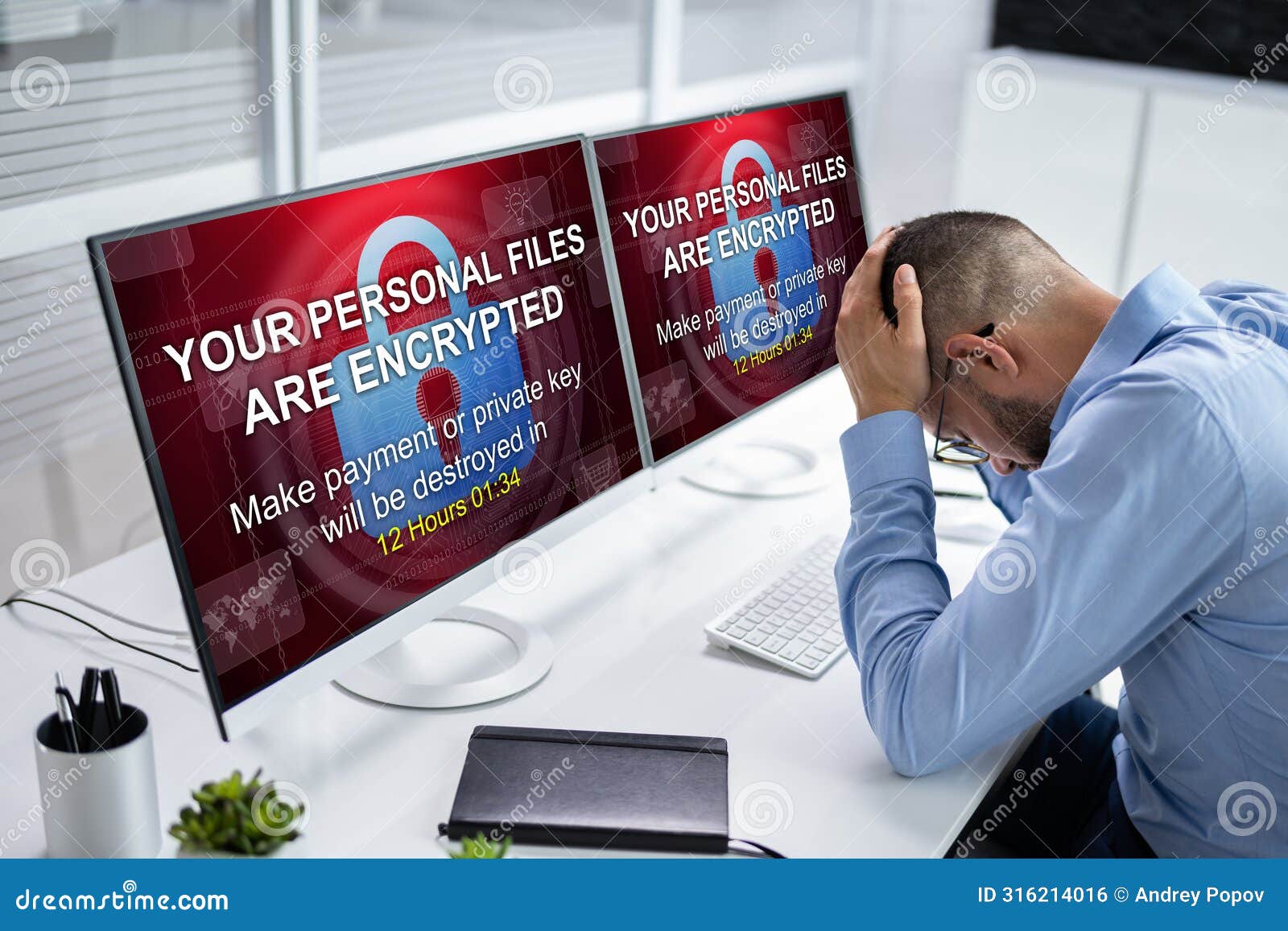 Ransomware Cyber Attack Showing Personal Files Encrypted Stock Photo ...