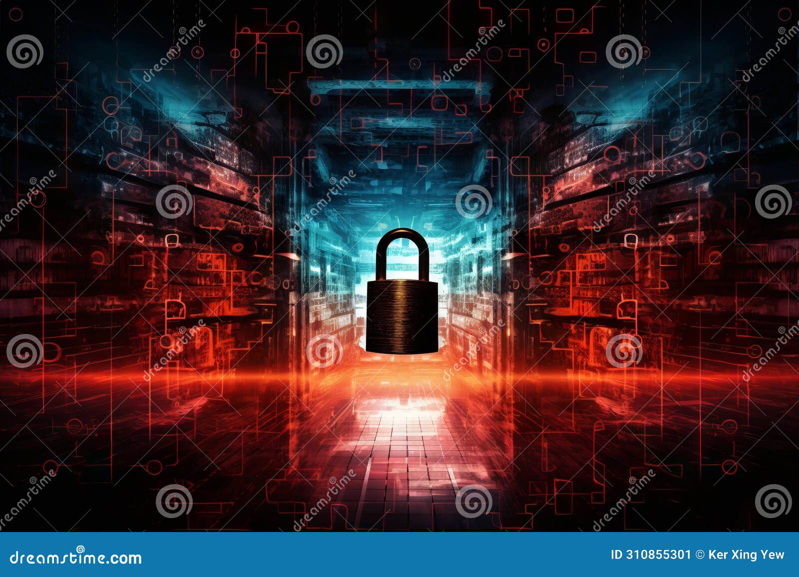 Ransomware Encryption and Data Breach Stock Illustration - Illustration ...