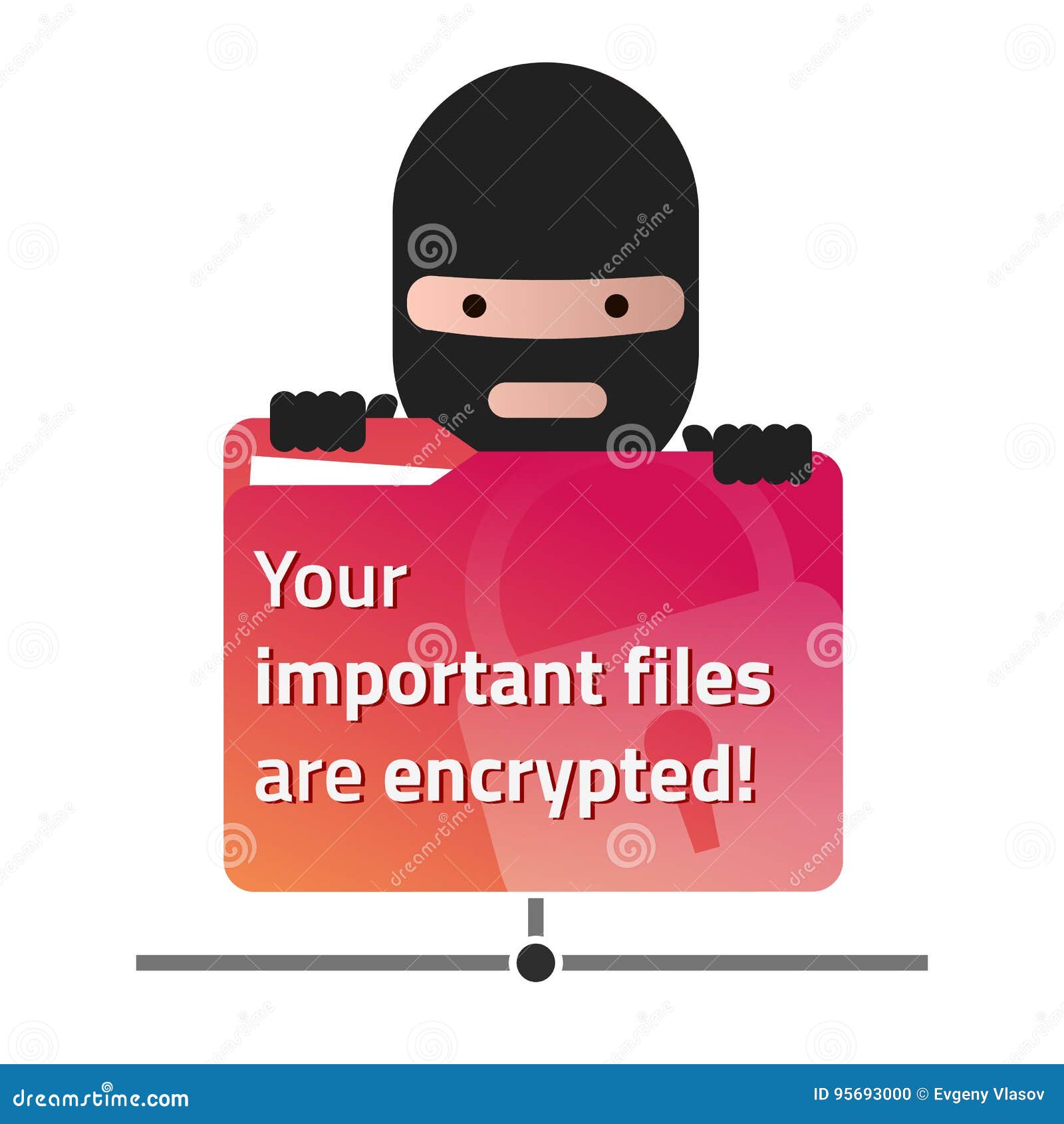Ransomware Holding a Red Network Folder with User Documents. Stock ...