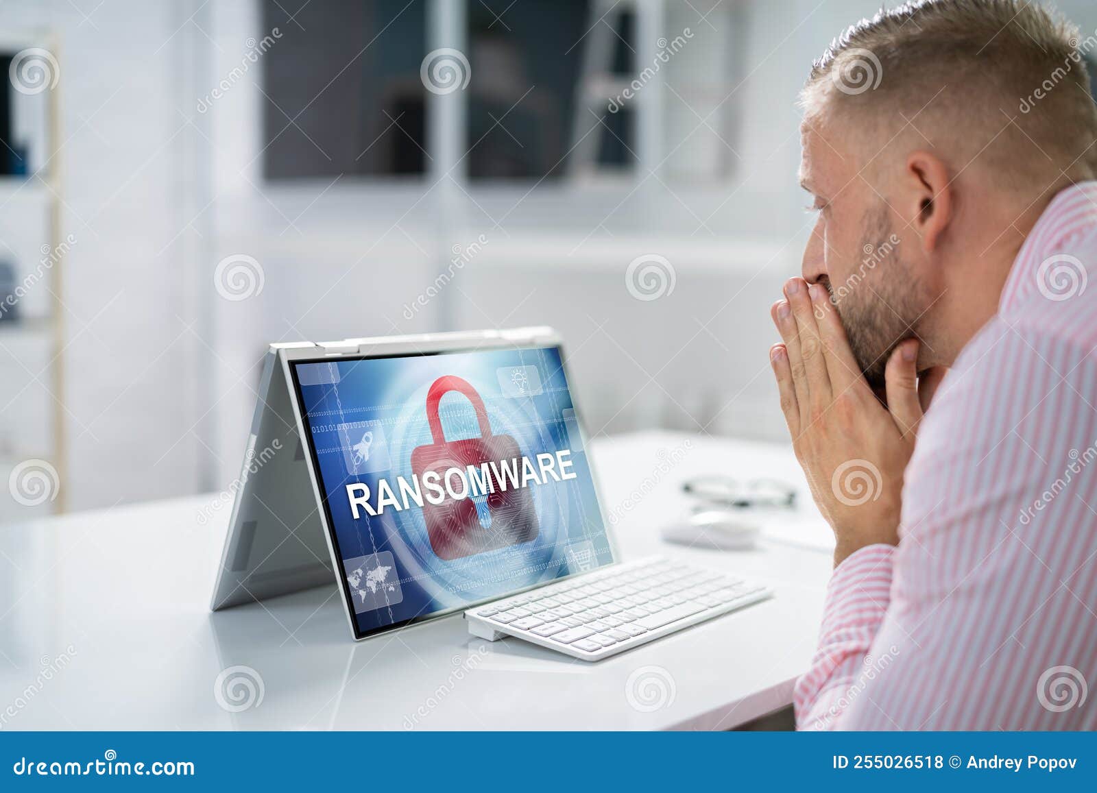 Ransomware Malware Attack. Business Computer Hacked Stock Photo - Image ...