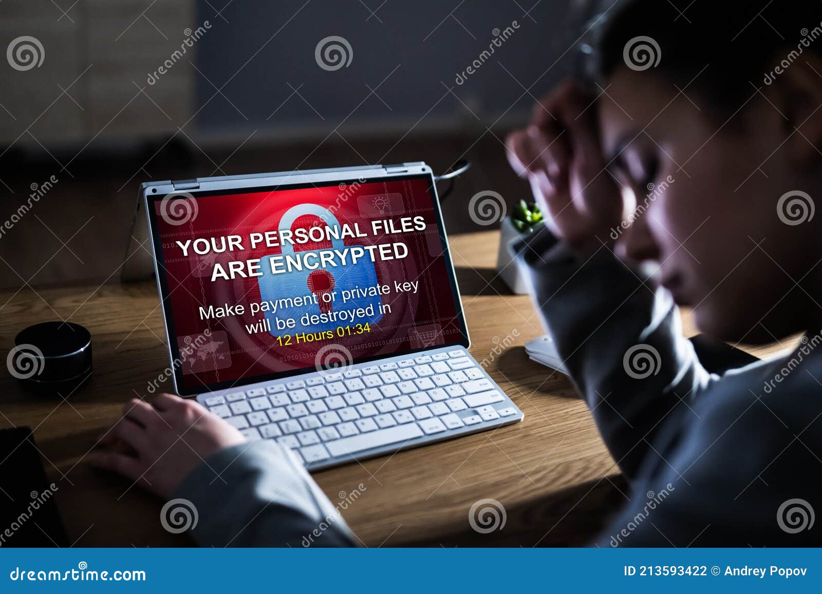 Ransomware Malware Breach. Hacked Computer Stock Photo - Image of woman ...