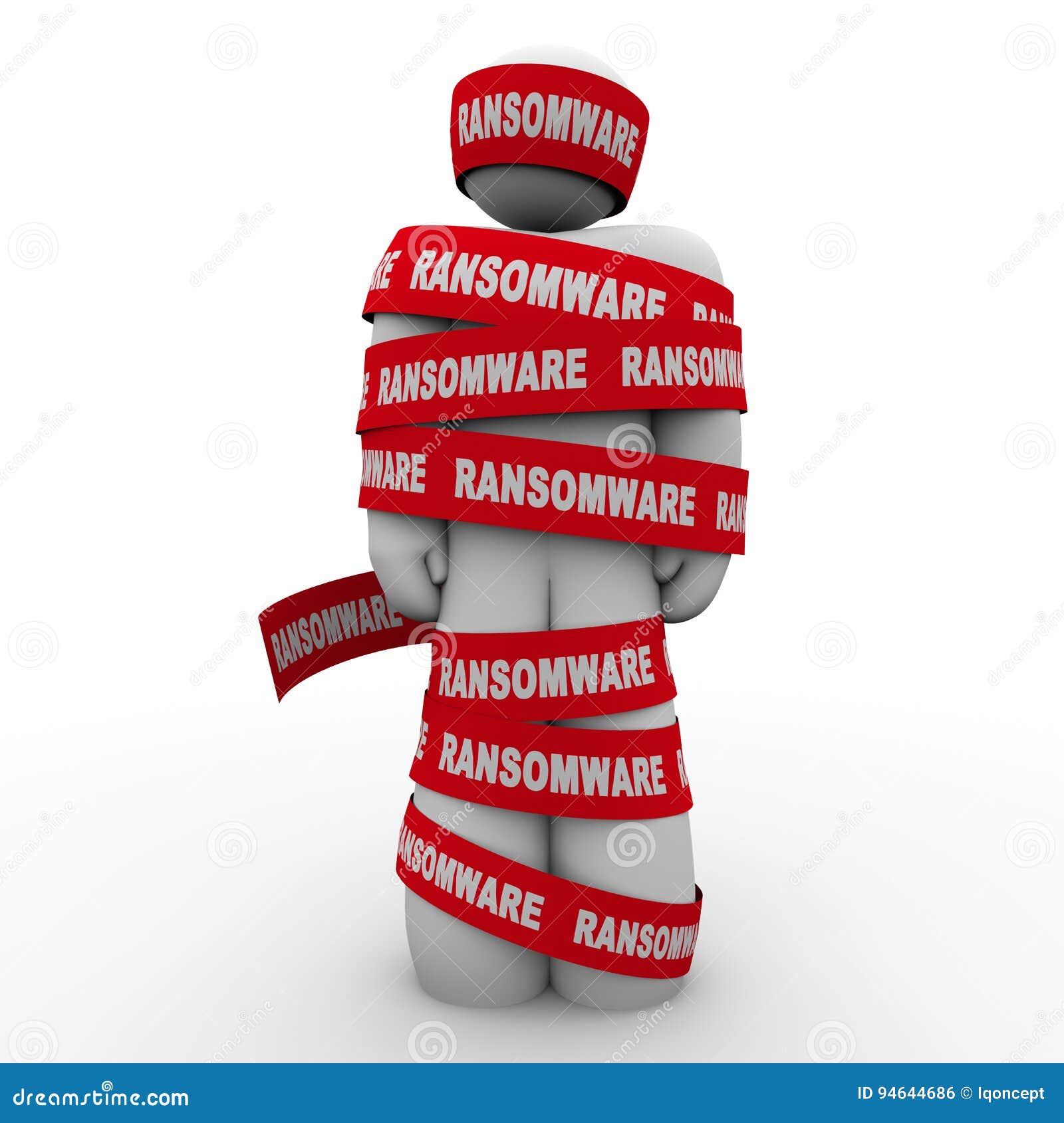 Ransomware Person Wrapped Tape Caught Computer Virus 3d Illustra Stock ...