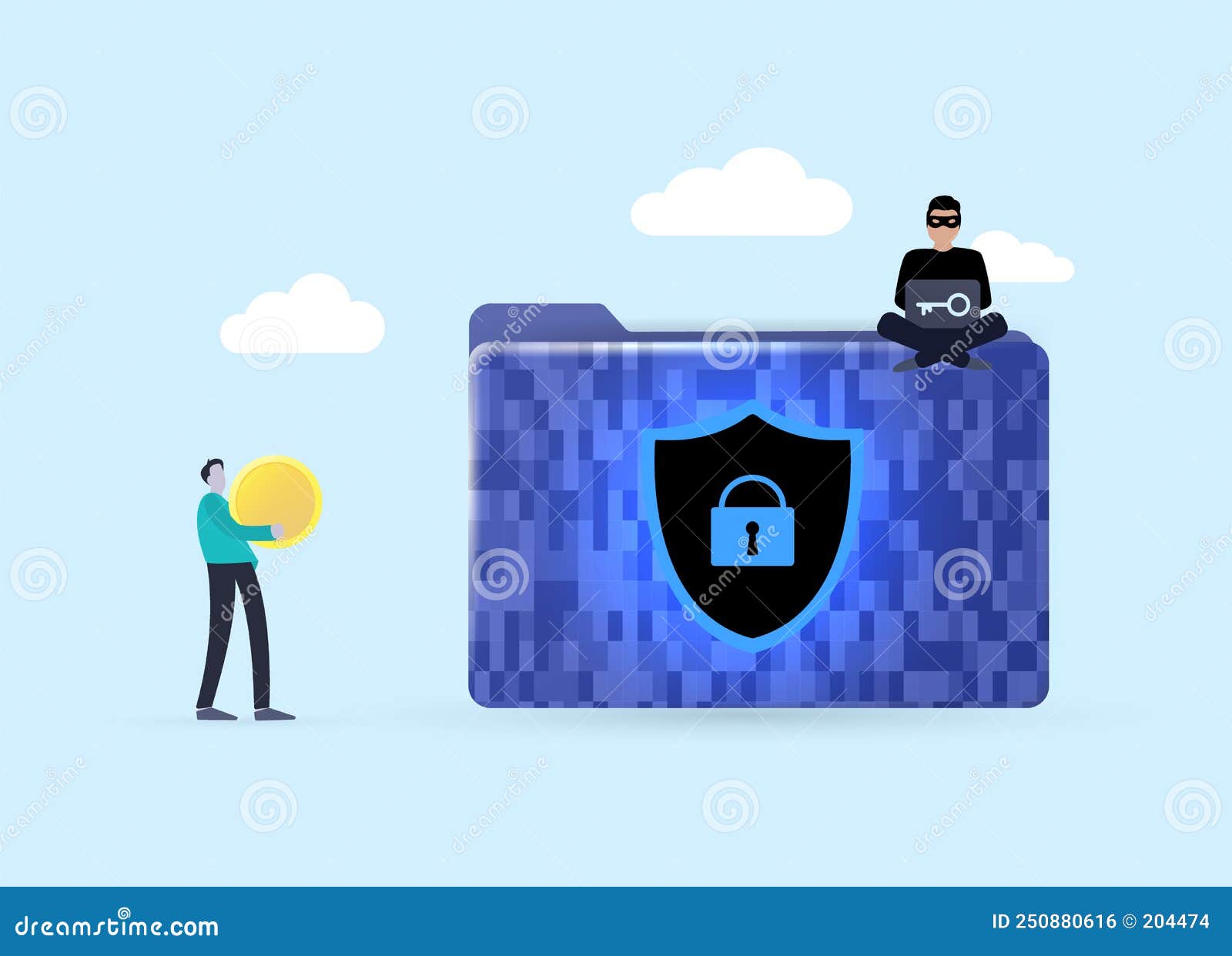 Ransomware Program, Encryptor Of Personal Files. Hacker In Black Hoodie ...