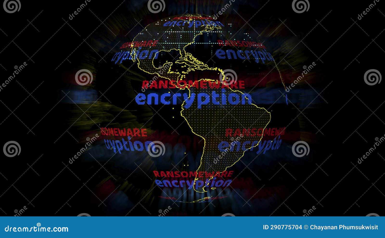 Ransomware Red Text and Encryption Dark Blue Text and Blur Ray on ...