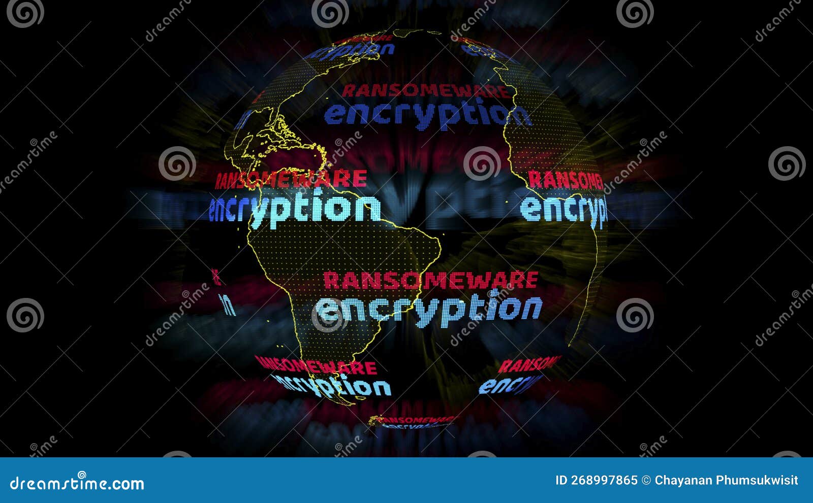 Ransomware Red Text and Encryption Dark Light Blue Text and Blur Ray ...