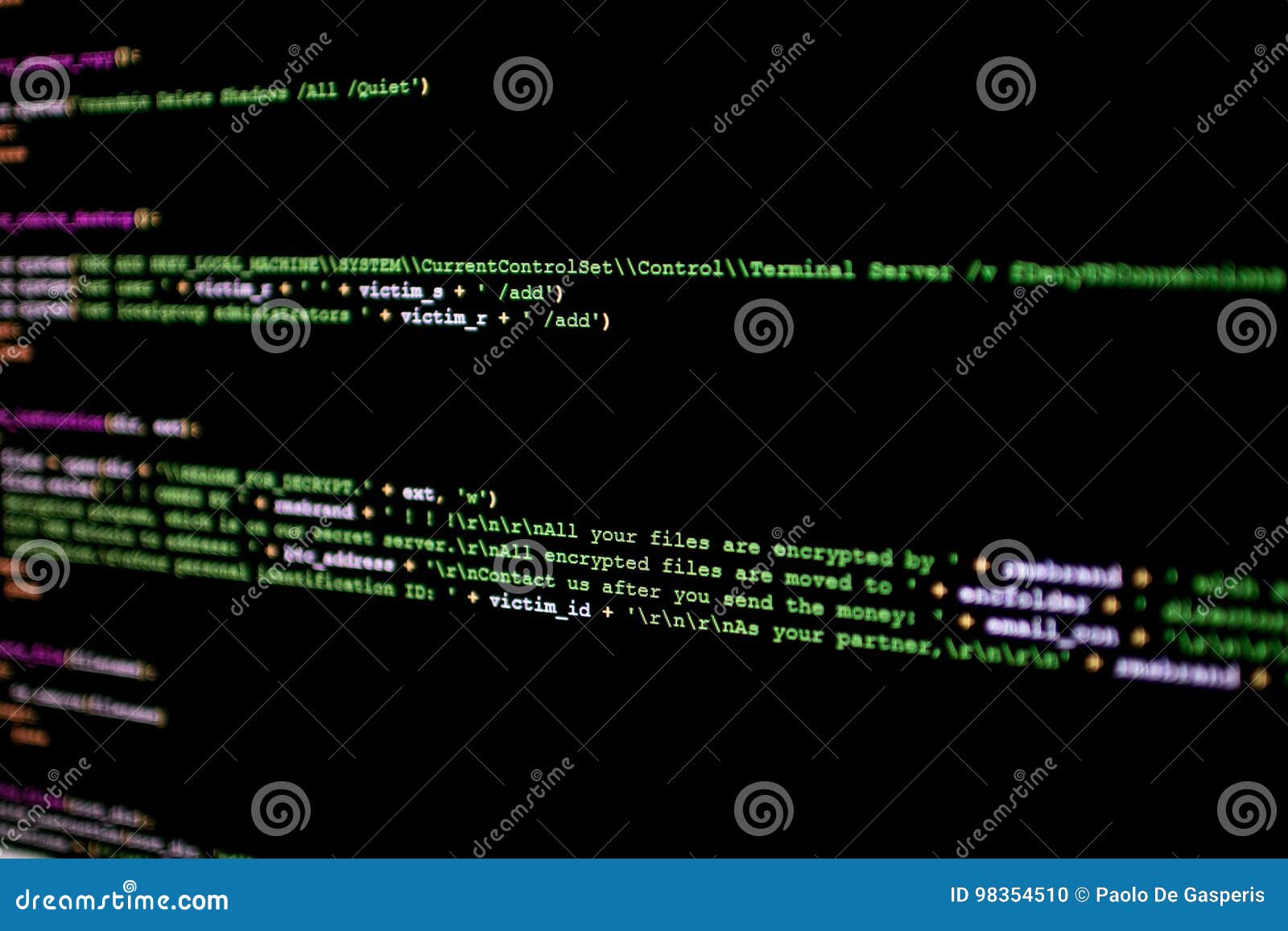 Ransomware Source Code Malicious Script Source Code That Encryp Stock