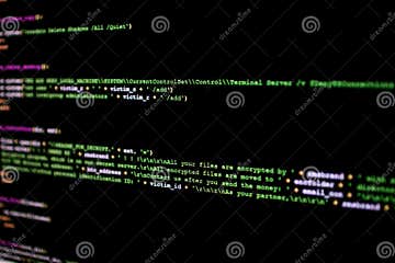 Ransomware Source Code. Malicious Script Source Code that Encryp Stock ...