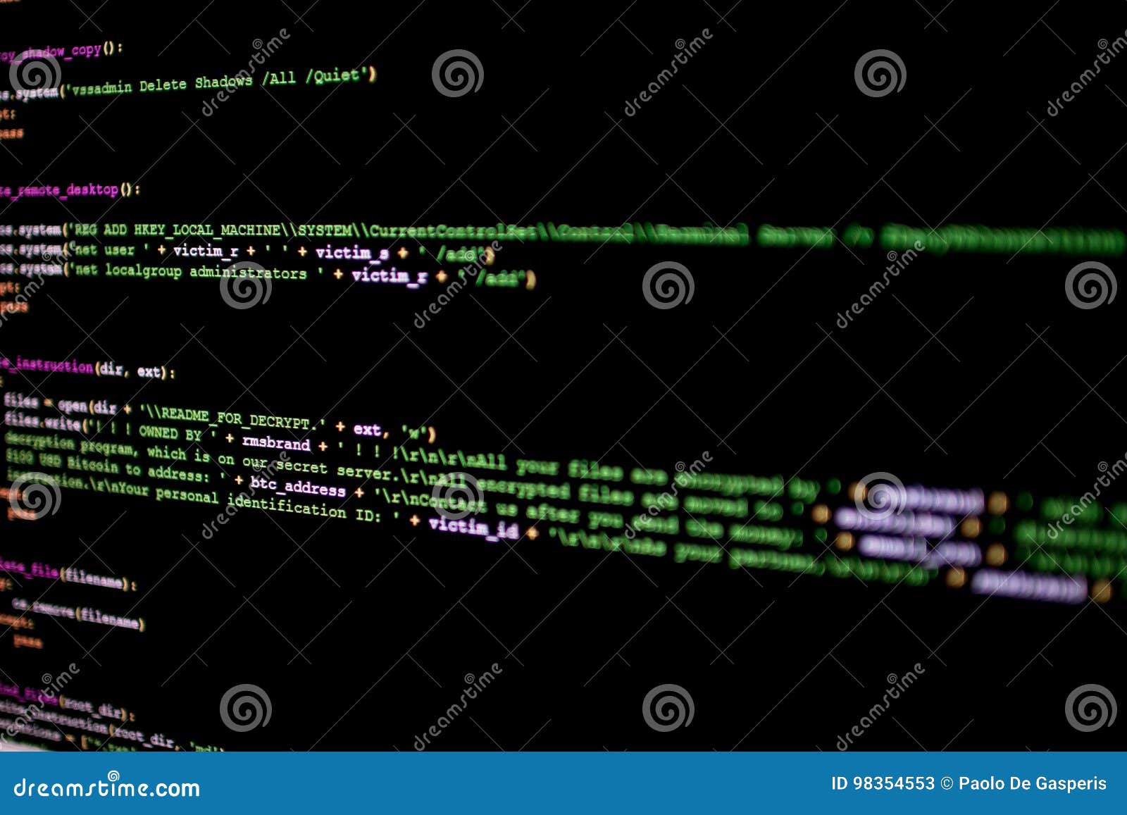 Ransomware Source Code Malicious Script Source Code Stock Image Image Of Coded Files 98354553