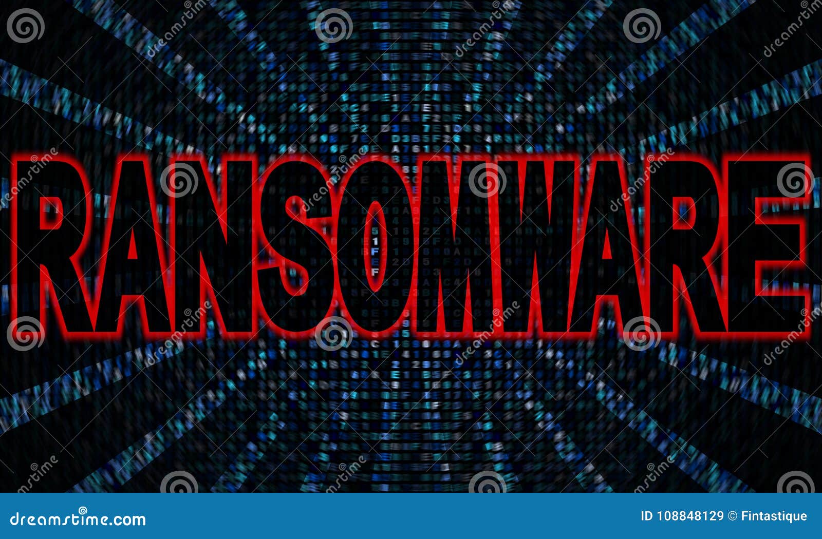 Ransomware Text on Blue Hex Code Burst Illustration Stock Illustration ...