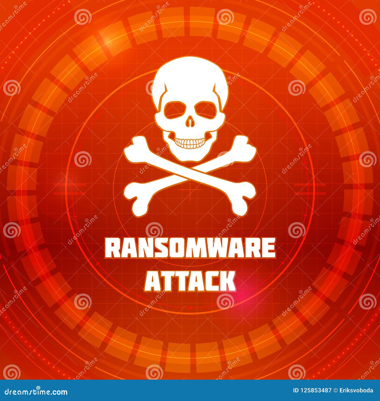 Ransomware Virus, Emblem Of Malware Attack. Skull And Crossed Bones On ...