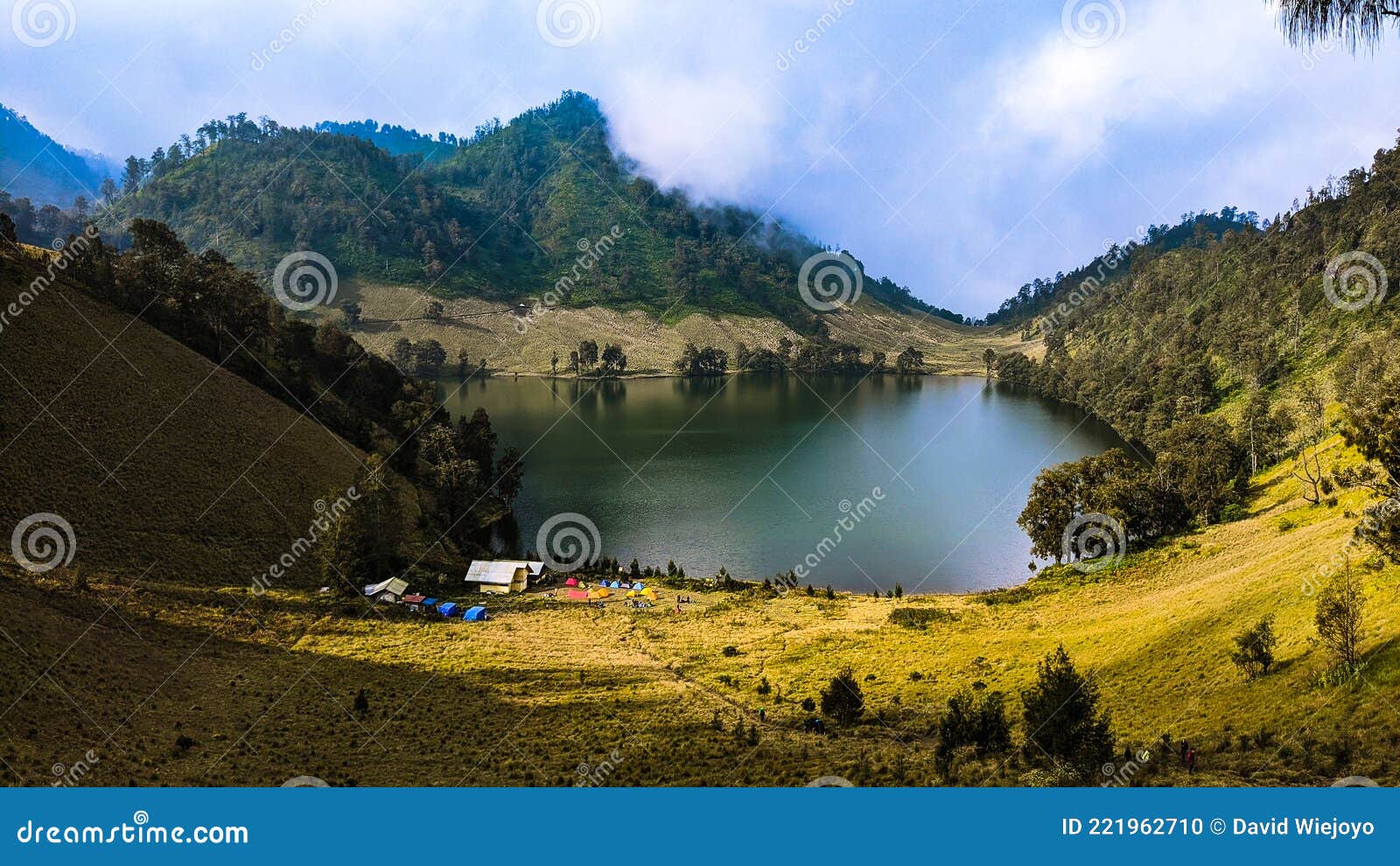Ranu Kumbolo Is The Beautiful Lake Located In Semeru Mountain Royalty ...