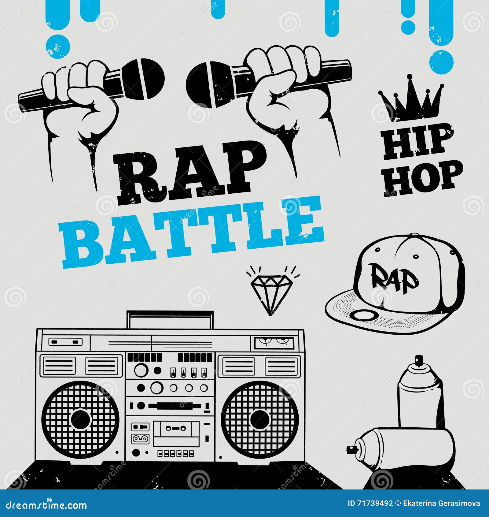 Rap Battle, Hip-hop, Breakdance Music Design Elements Stock Vector ...