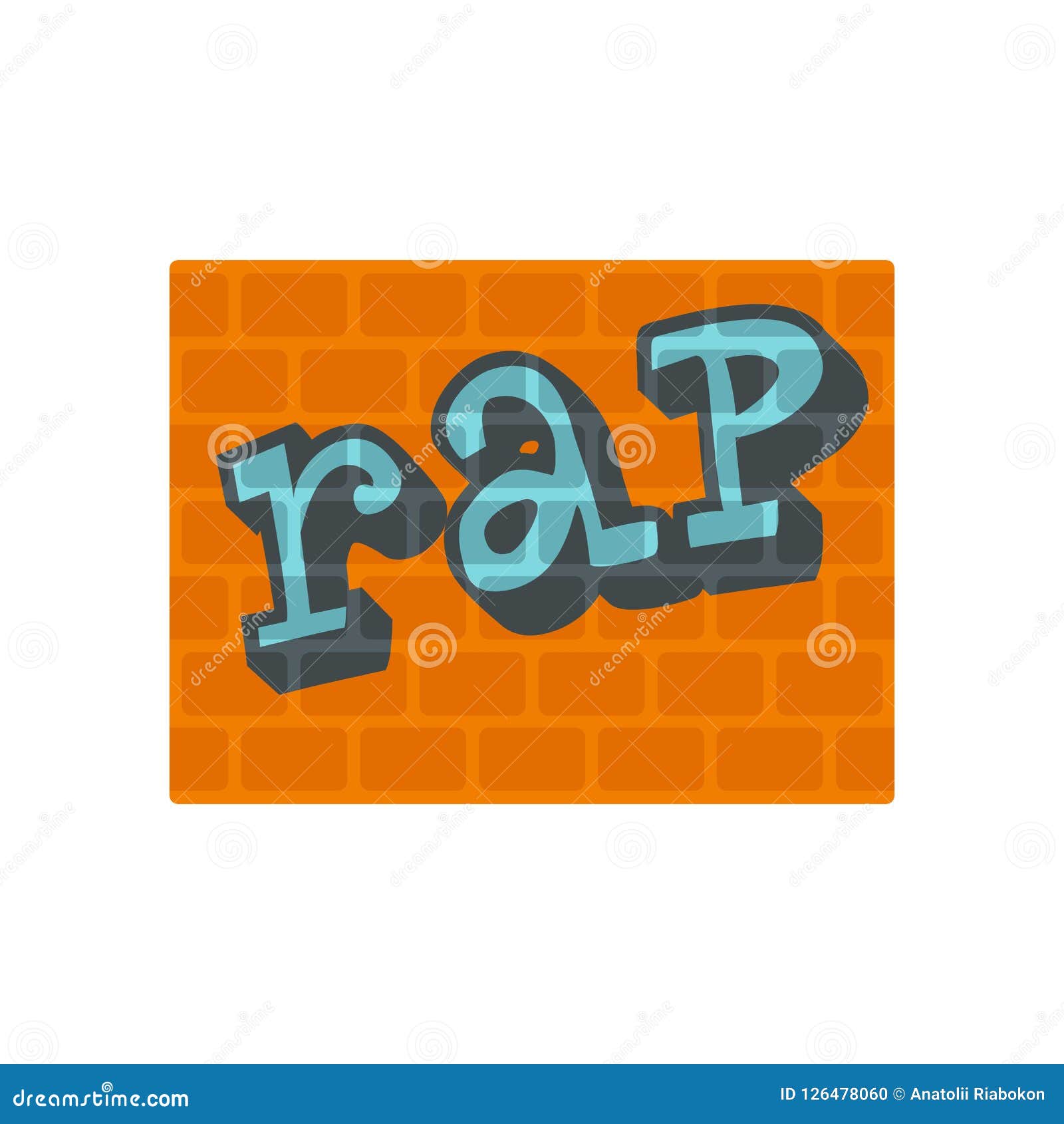 Rap on Bricks Wall Icon, Flat Style Stock Vector - Illustration of ...