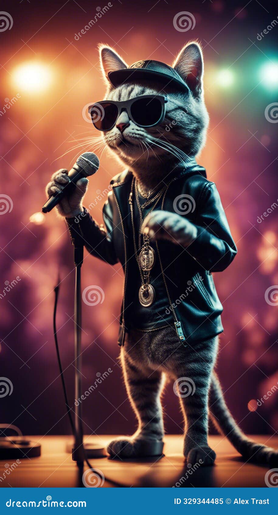 Rap Cat in Nightclub. stock illustration. Illustration of urban - 329344485