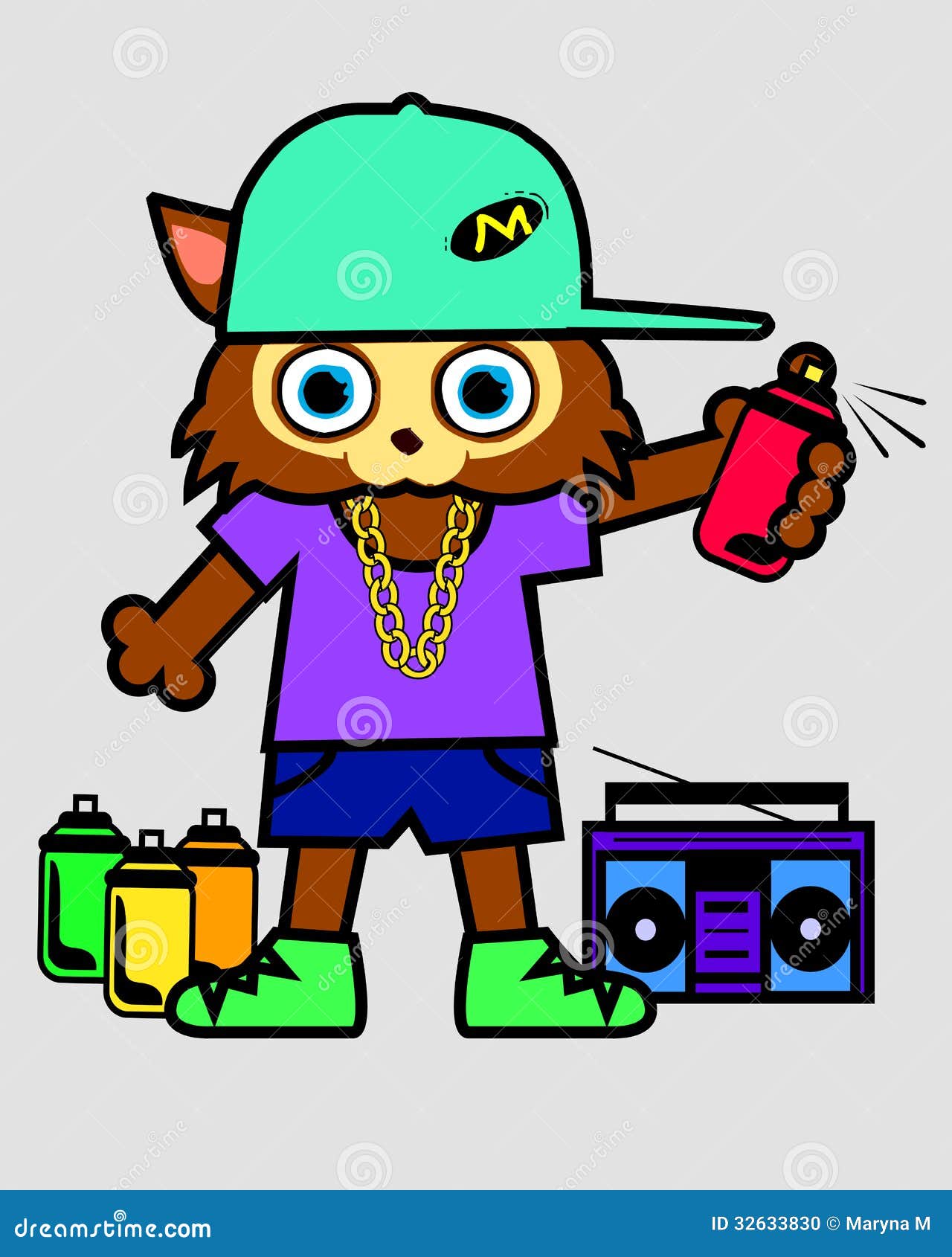 Rap cat stock vector. Illustration of vector, graffiti - 32633830