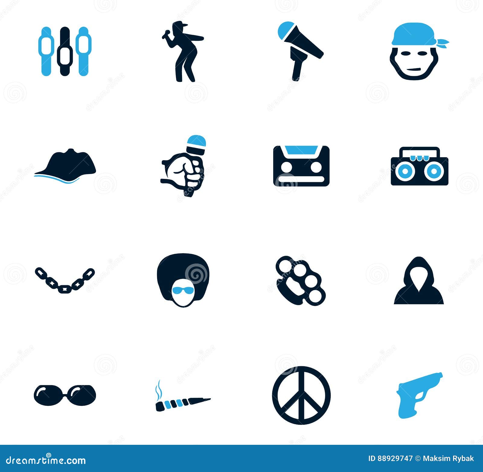 Rap Hip Hop Music Icons Set Stock Illustration - Illustration of money ...