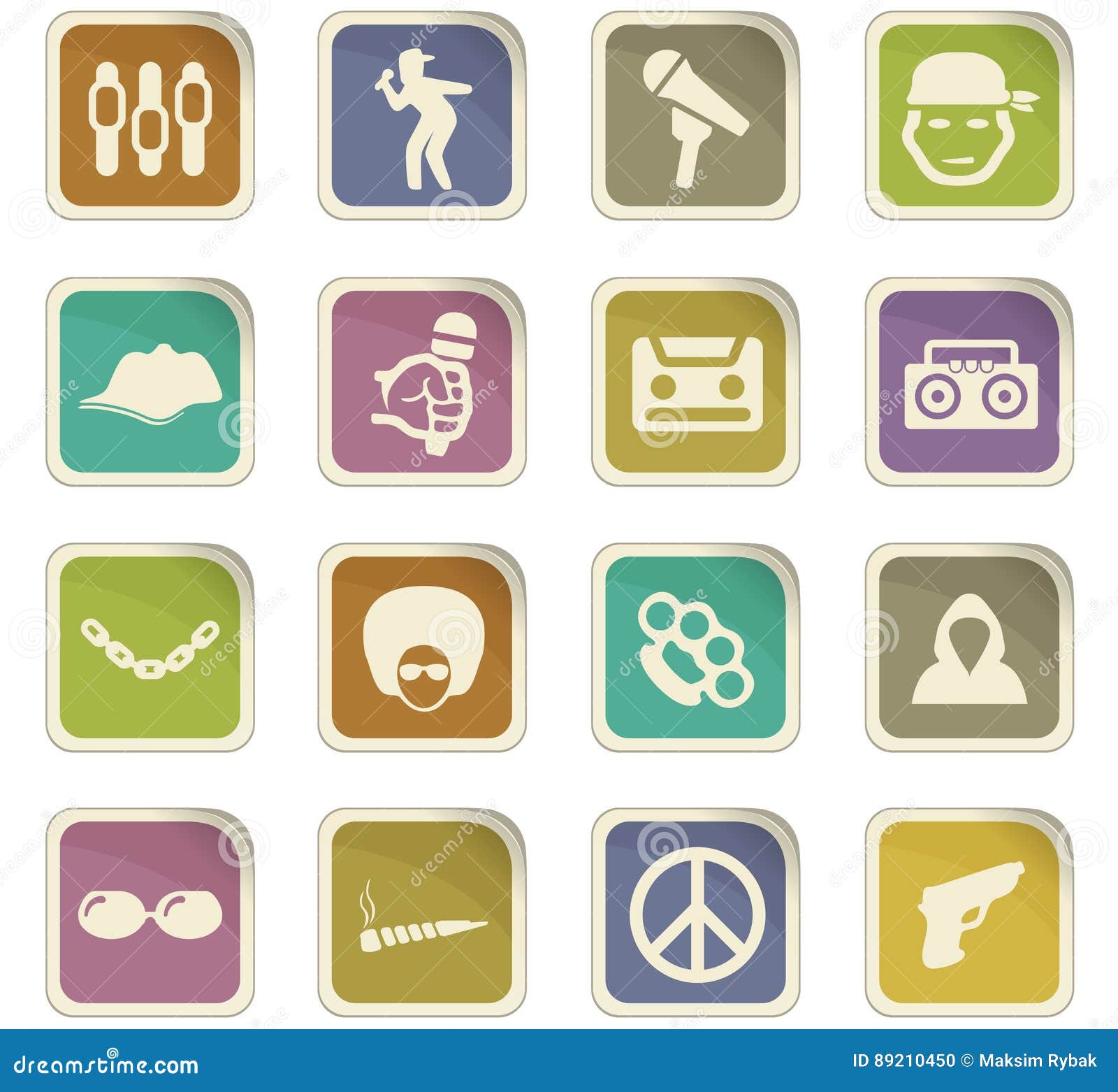 Rap Hip Hop Music Icons Set Stock Illustration - Illustration of icon ...