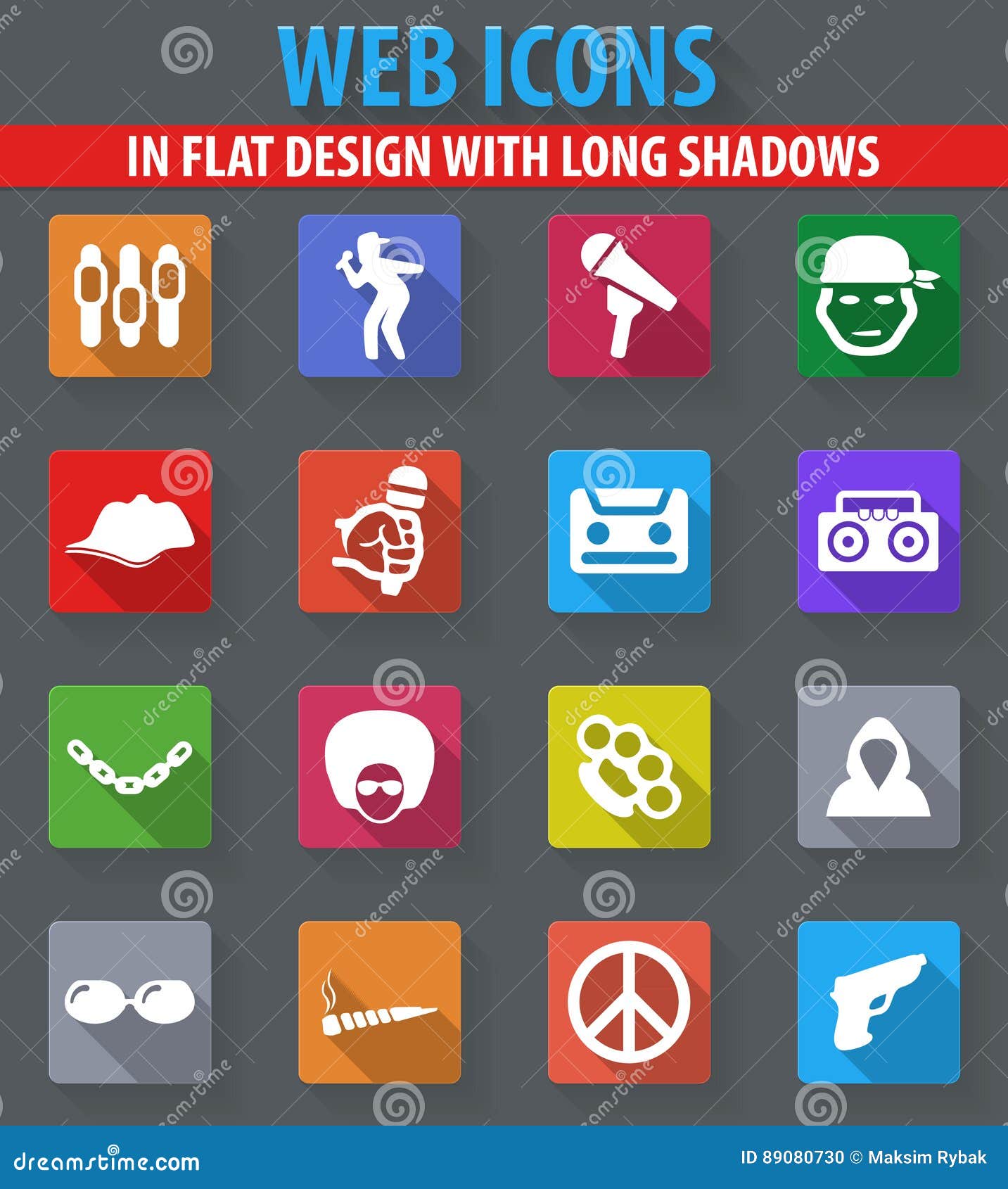 Rap Hip Hop Music Icons Set Stock Vector - Illustration of icon, afro ...