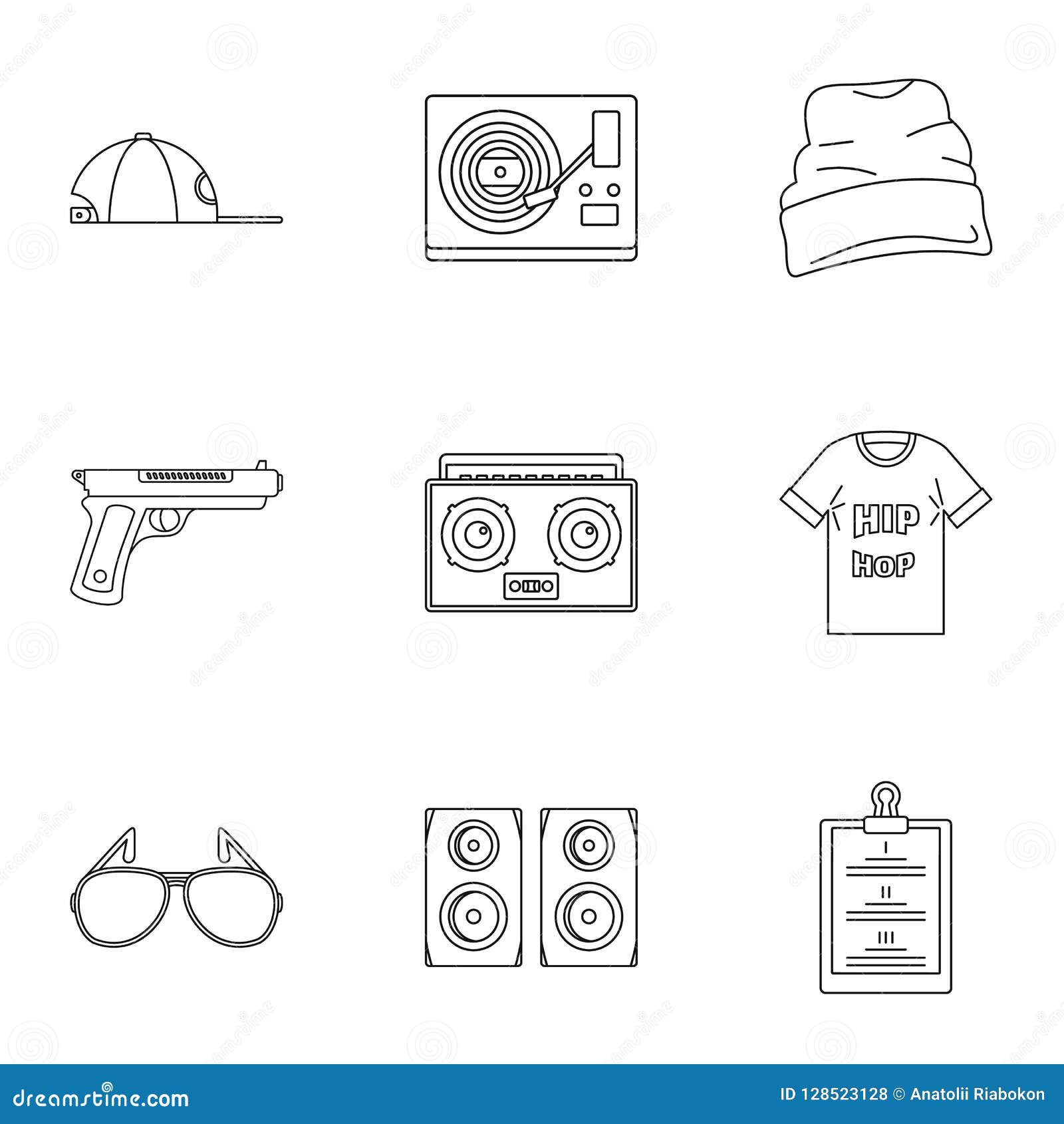 Rap Icon Set, Outline Style Stock Vector - Illustration of isolated ...